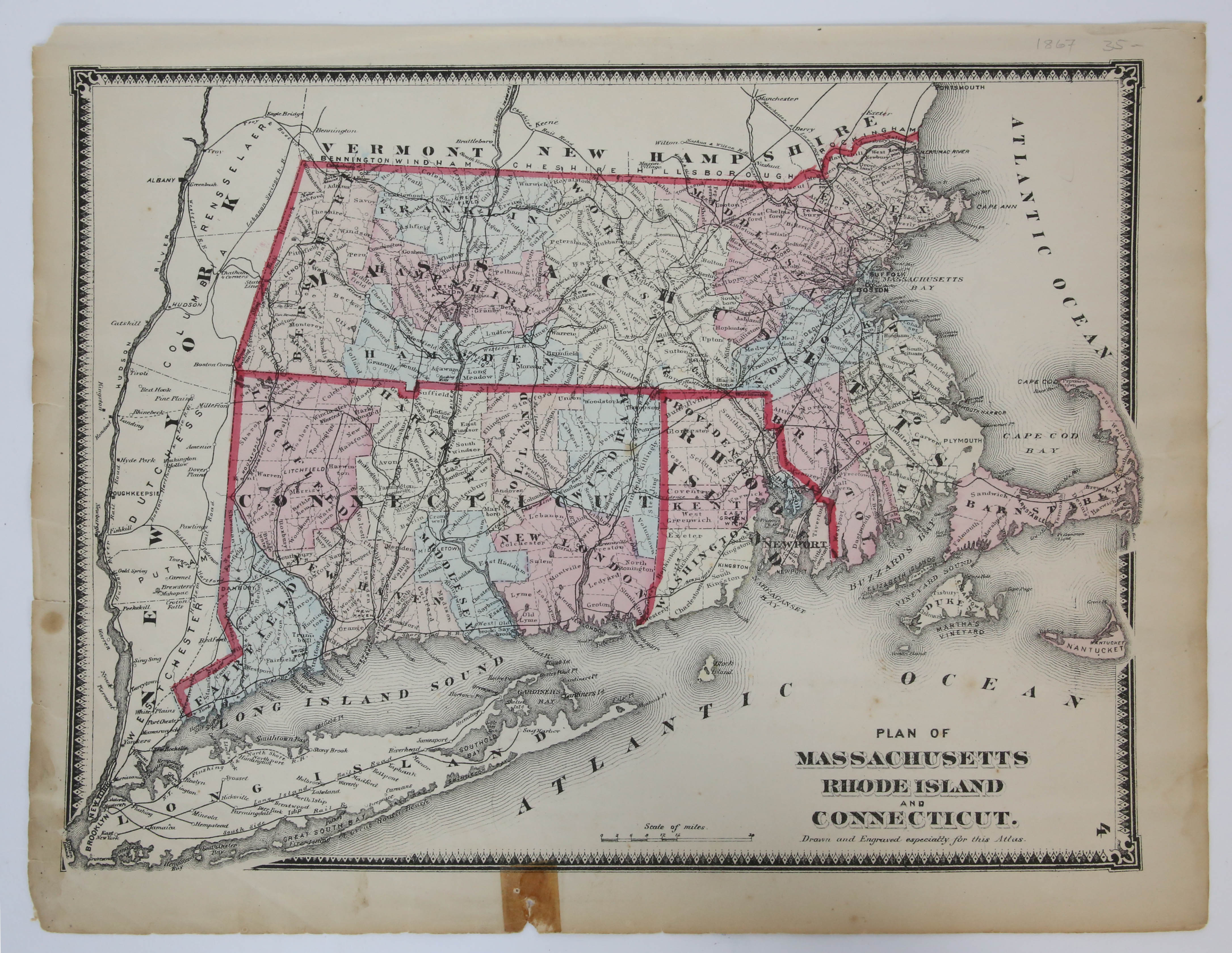 "Plan of Massachusetts Rhode Island and Connecticut-Drawn and Engraved ...