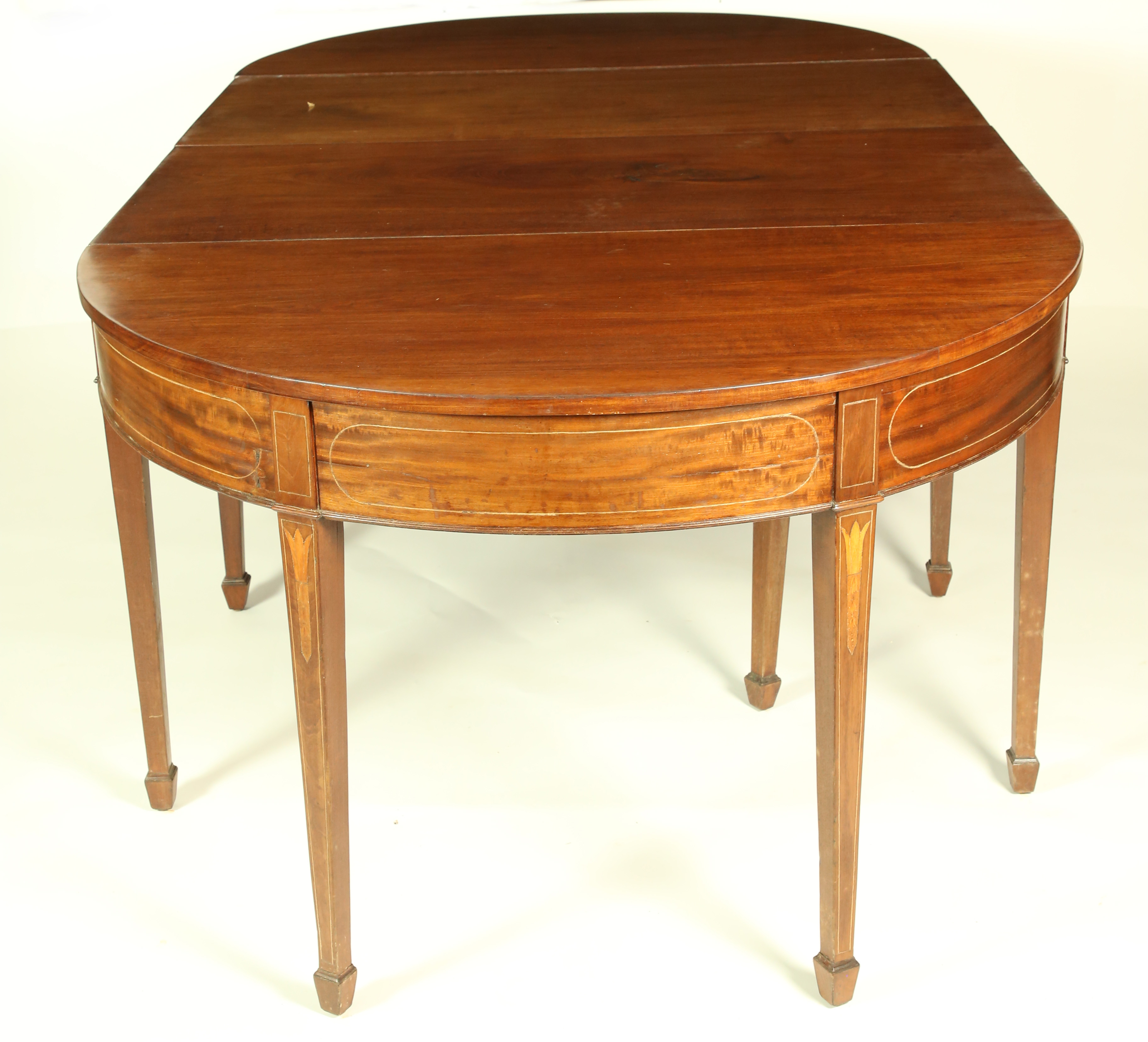 American Three Part Mahogany Inlaid Dining Table 19th Century ...