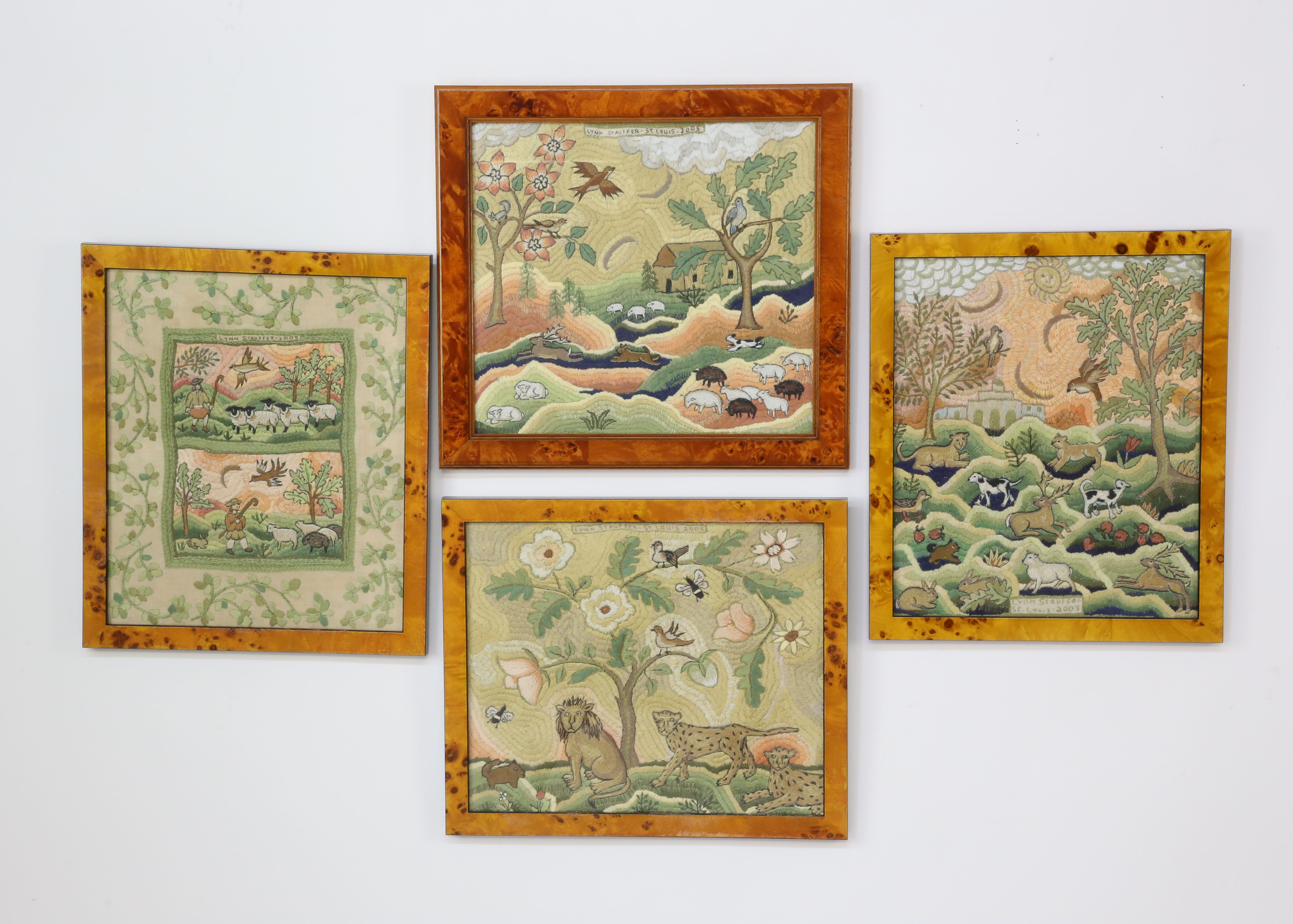 Set of Four 18th Century Style Embroideries by Lynn Stauffer St. Louis ...