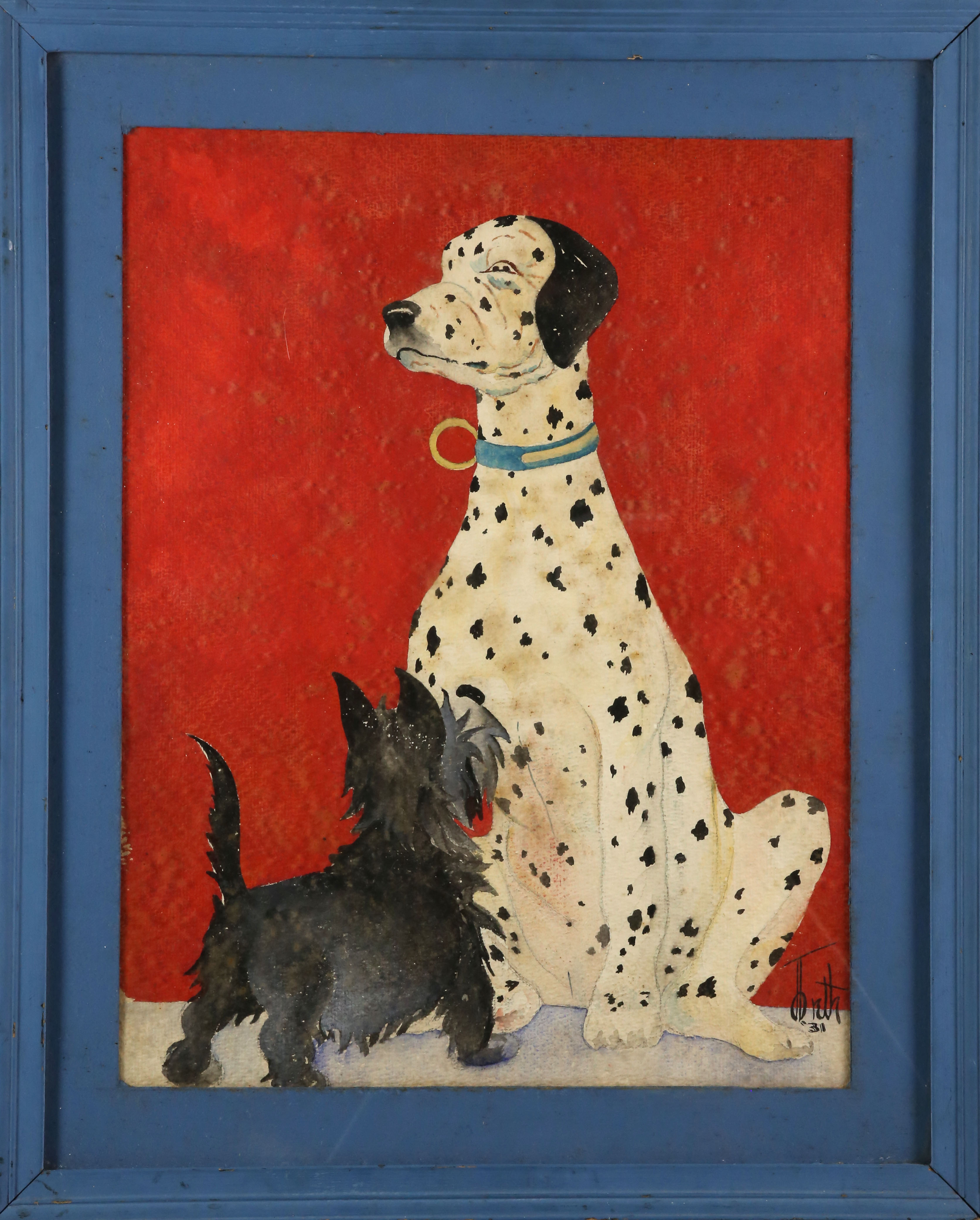 Watercolor on Paper "Dalmation and Scotty" - Watercolor on Paper ...