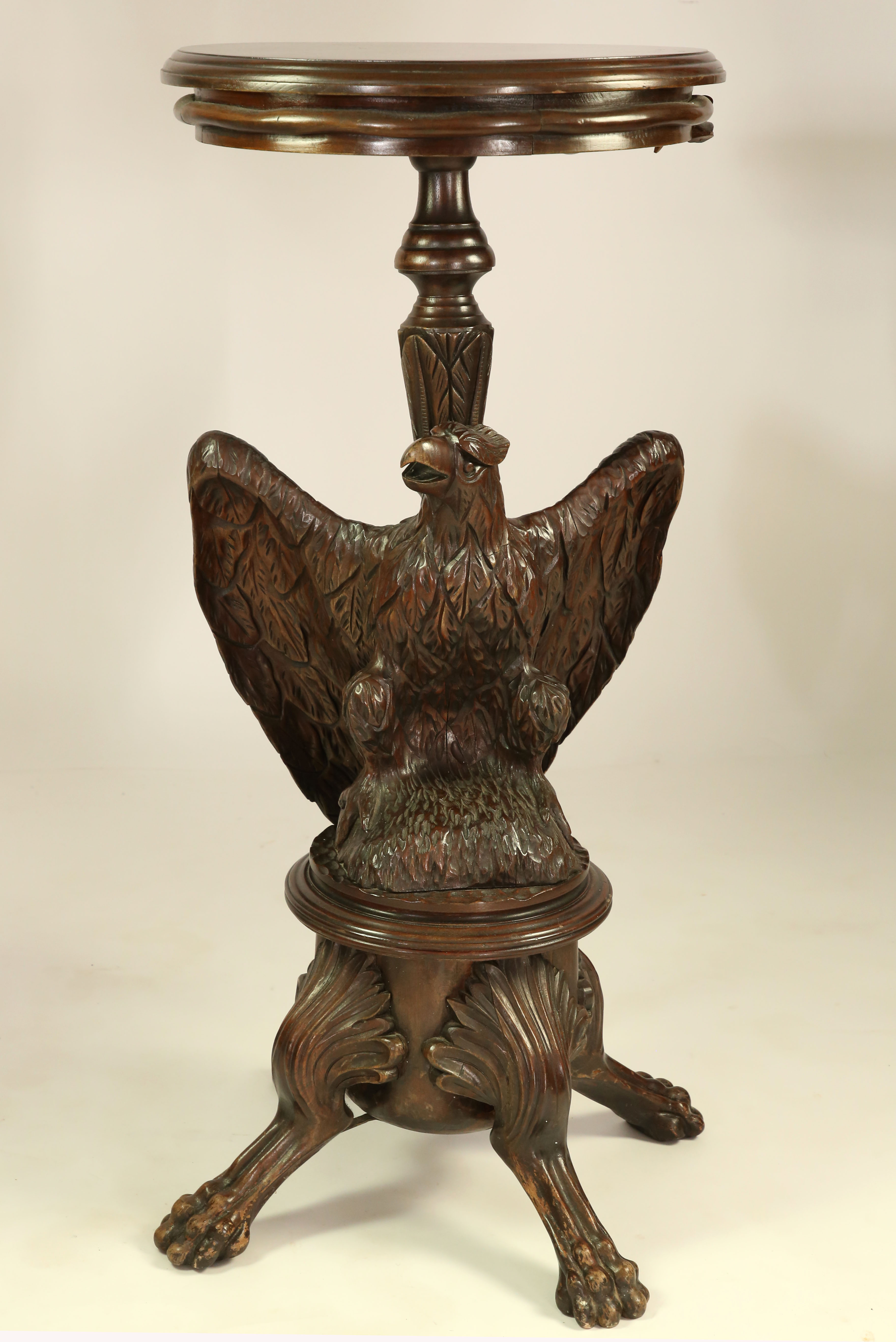 Antique Carved Mahogany Eagle Round Pedestal Table - Antique Carved ...