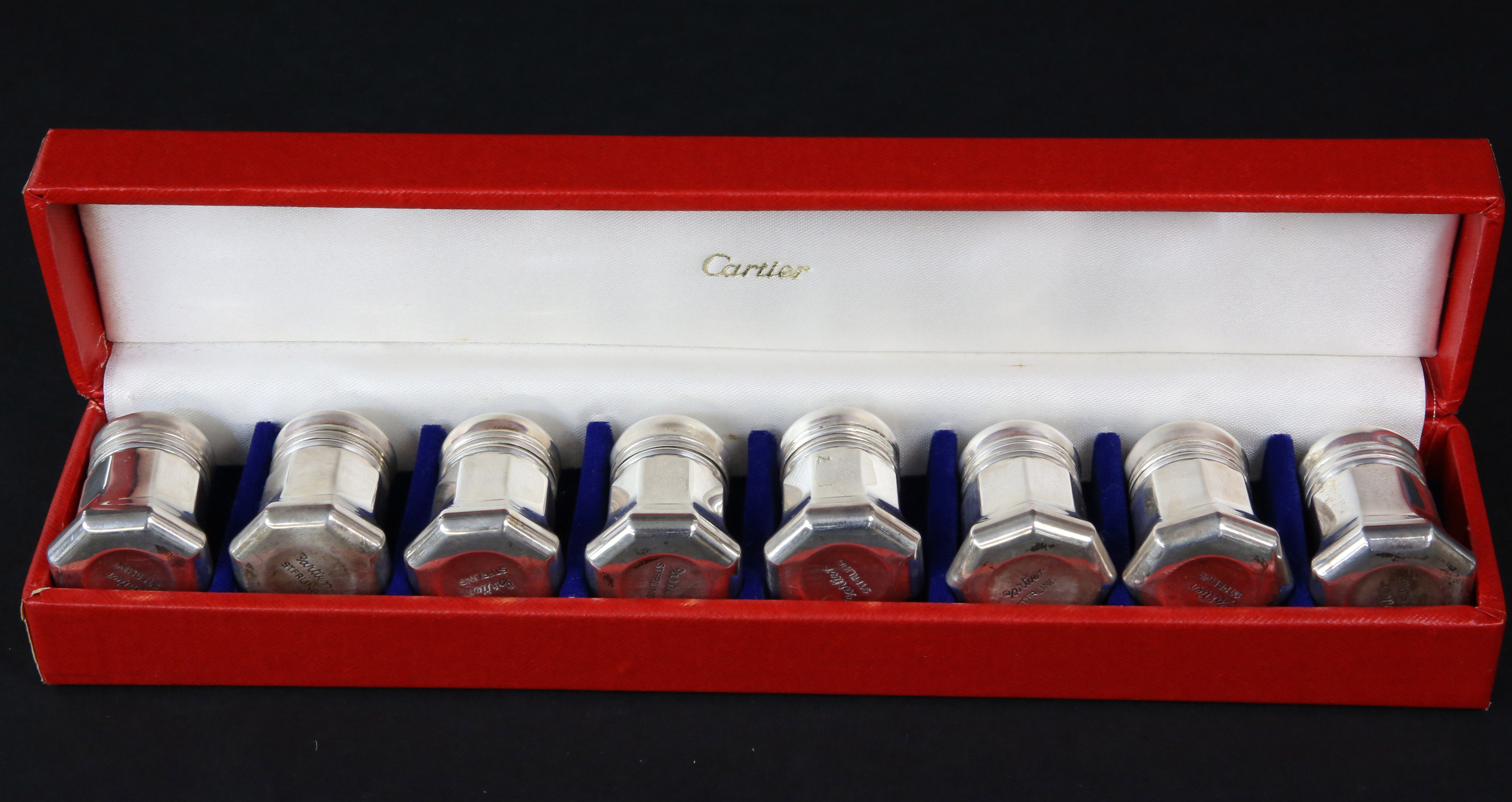 Boxed Set Of 8 Cartier Sterling Silver Salt And Peppers - Boxed Set of ...