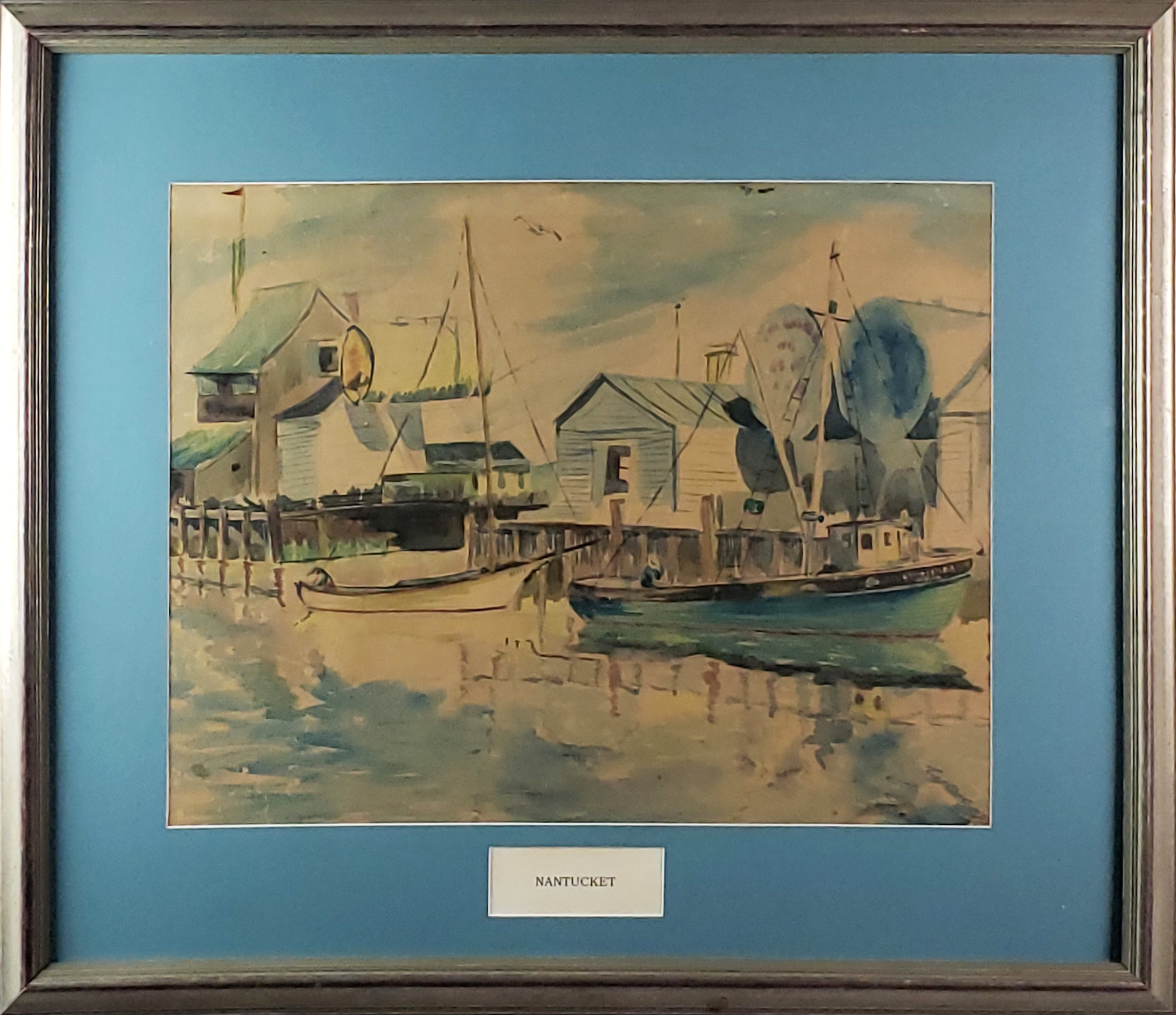 Vintage Nantucket Wharf Watercolor - Vintage Nantucket Watercolor on ...
