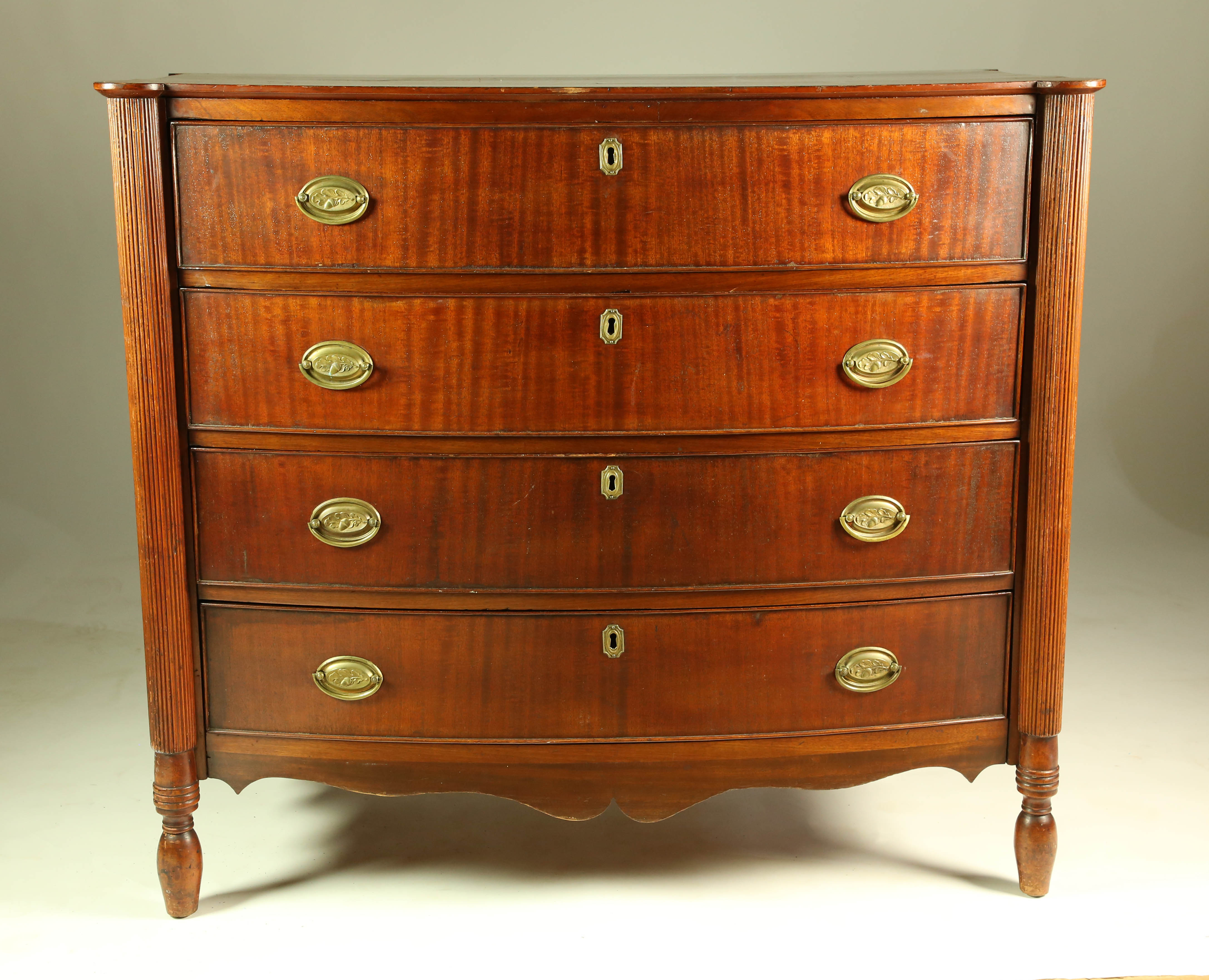 American Mahogany Sheraton Box Front Four Drawer Chest - American ...