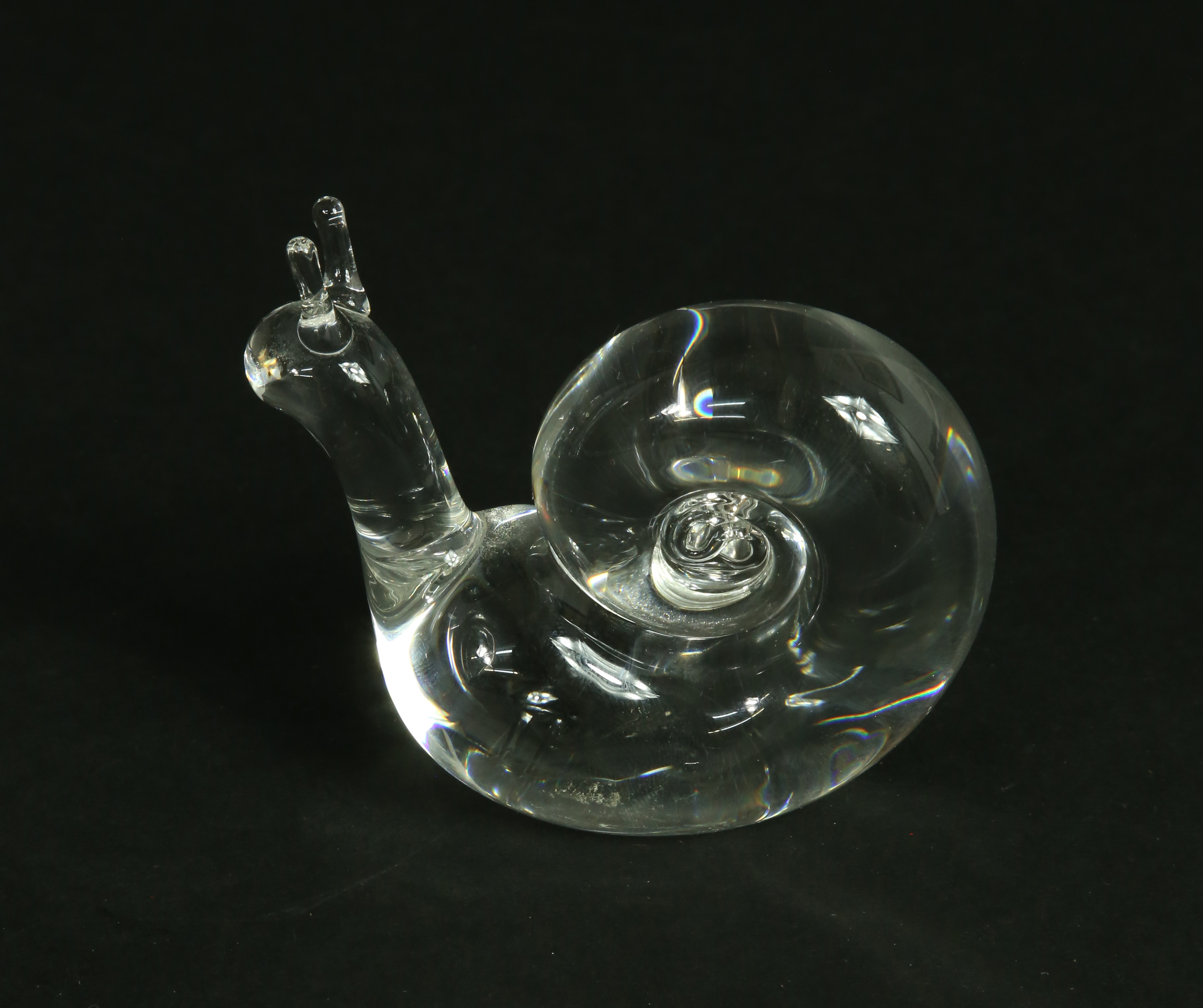 Signed Steuben clear Crystal Snail Designed by Lloyd Atkins - Signed ...