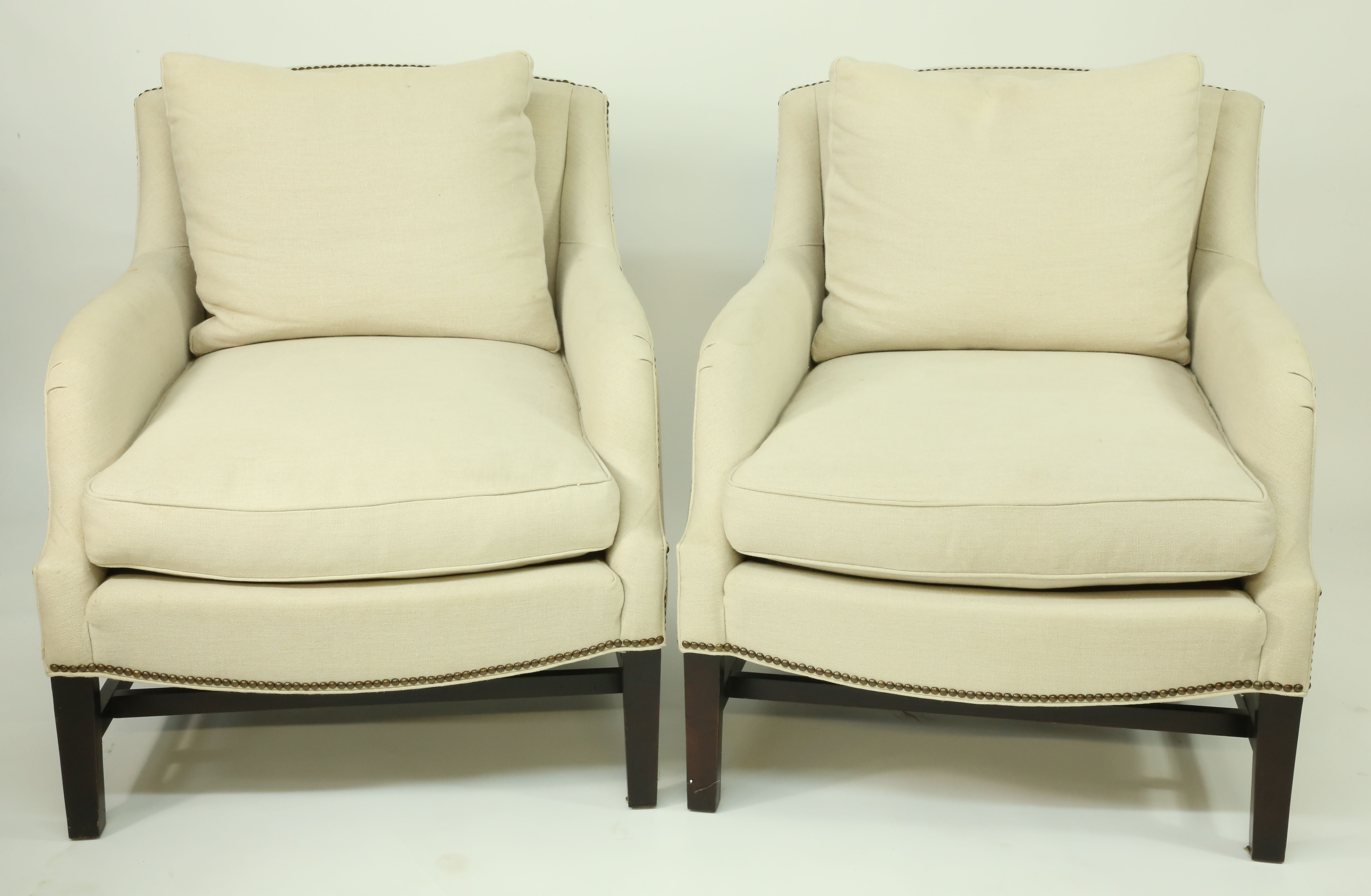 Pair of Cream Upholstered Armchairs by Hickory Chair - Pair of Cream ...