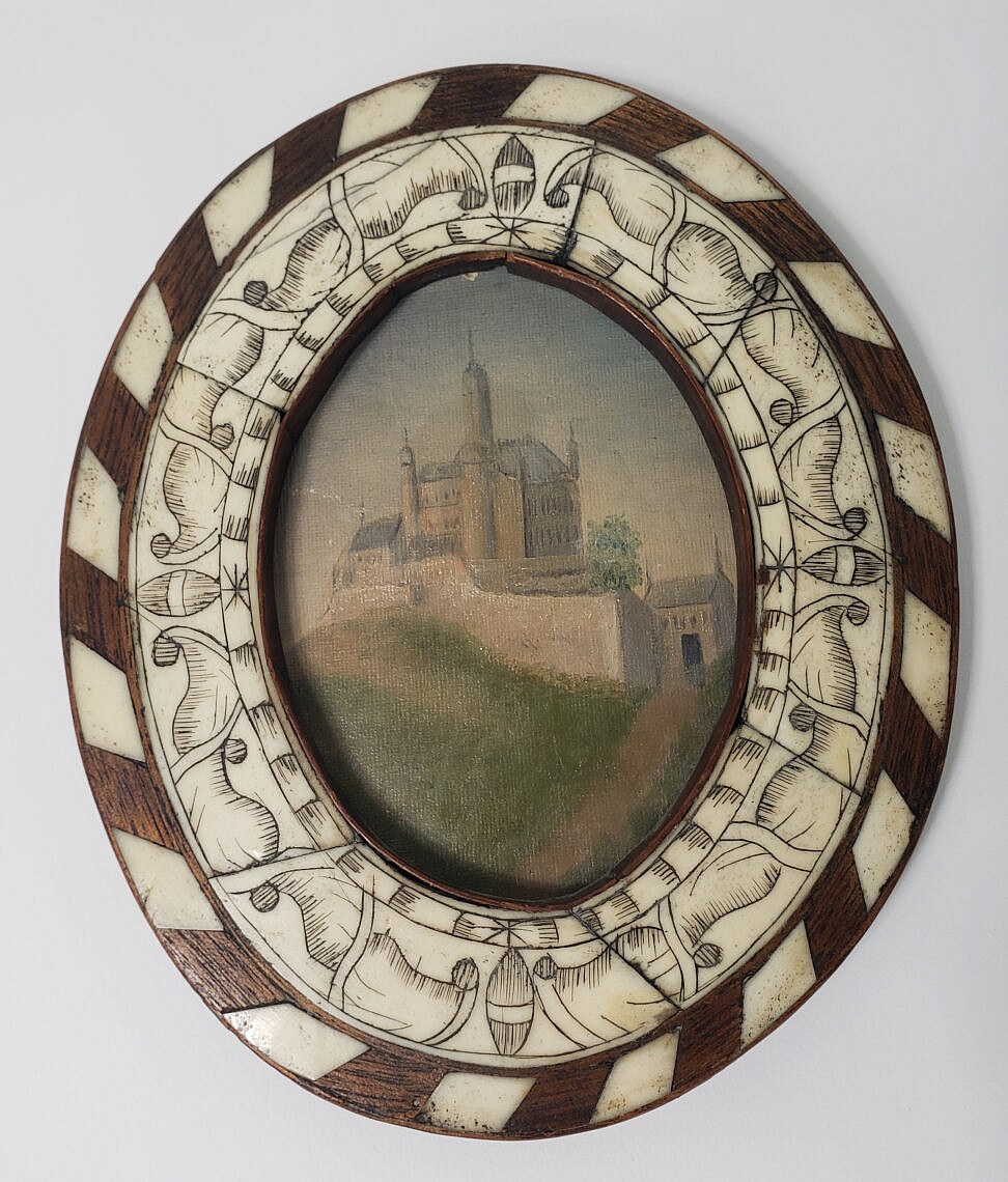 Antique Bone Inlaid Picture Frame - Antique Miniature Bone and Wood ...