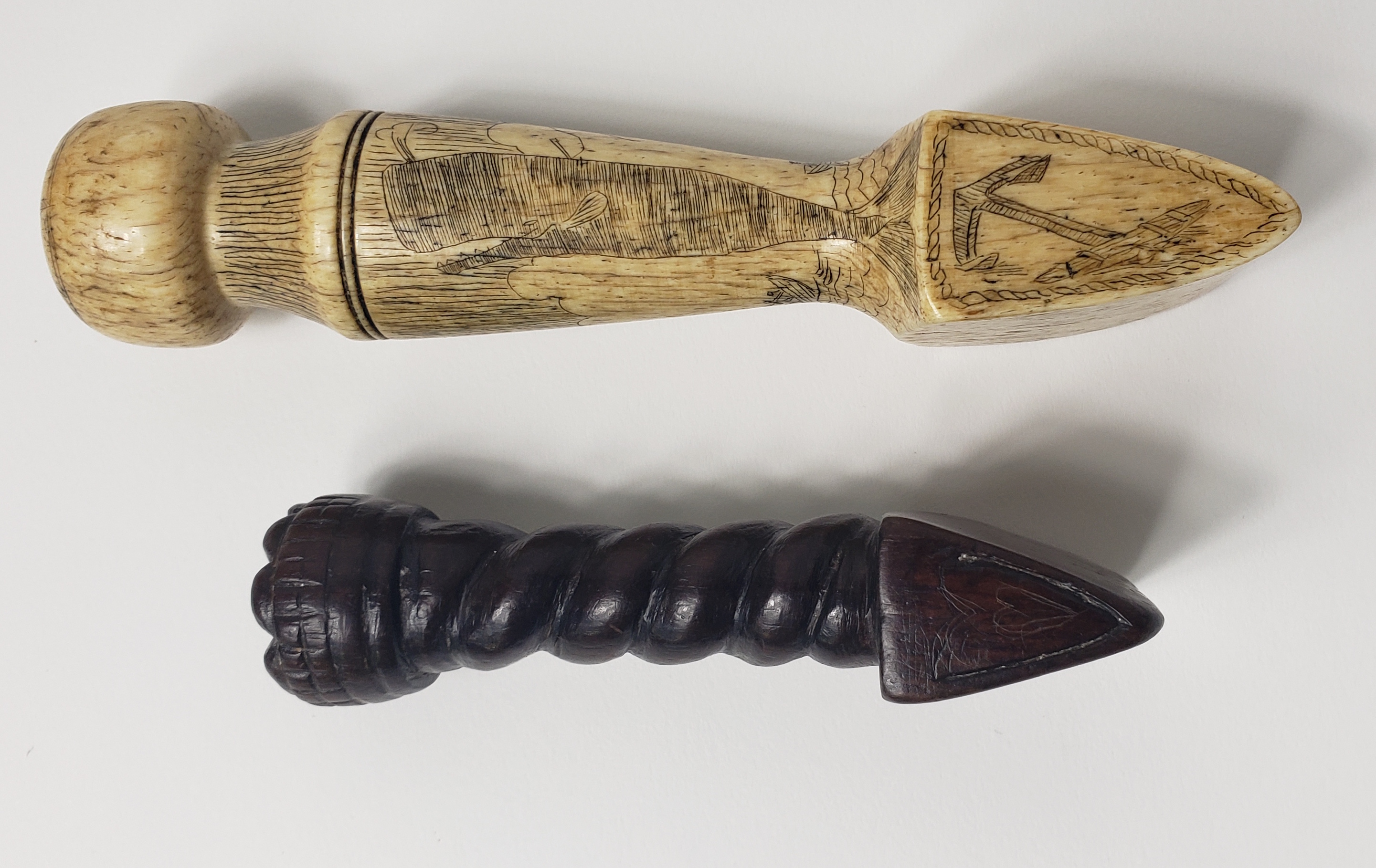Antique 19th Century Whalebone Seam Rubbers - Two Antique 19th Century ...
