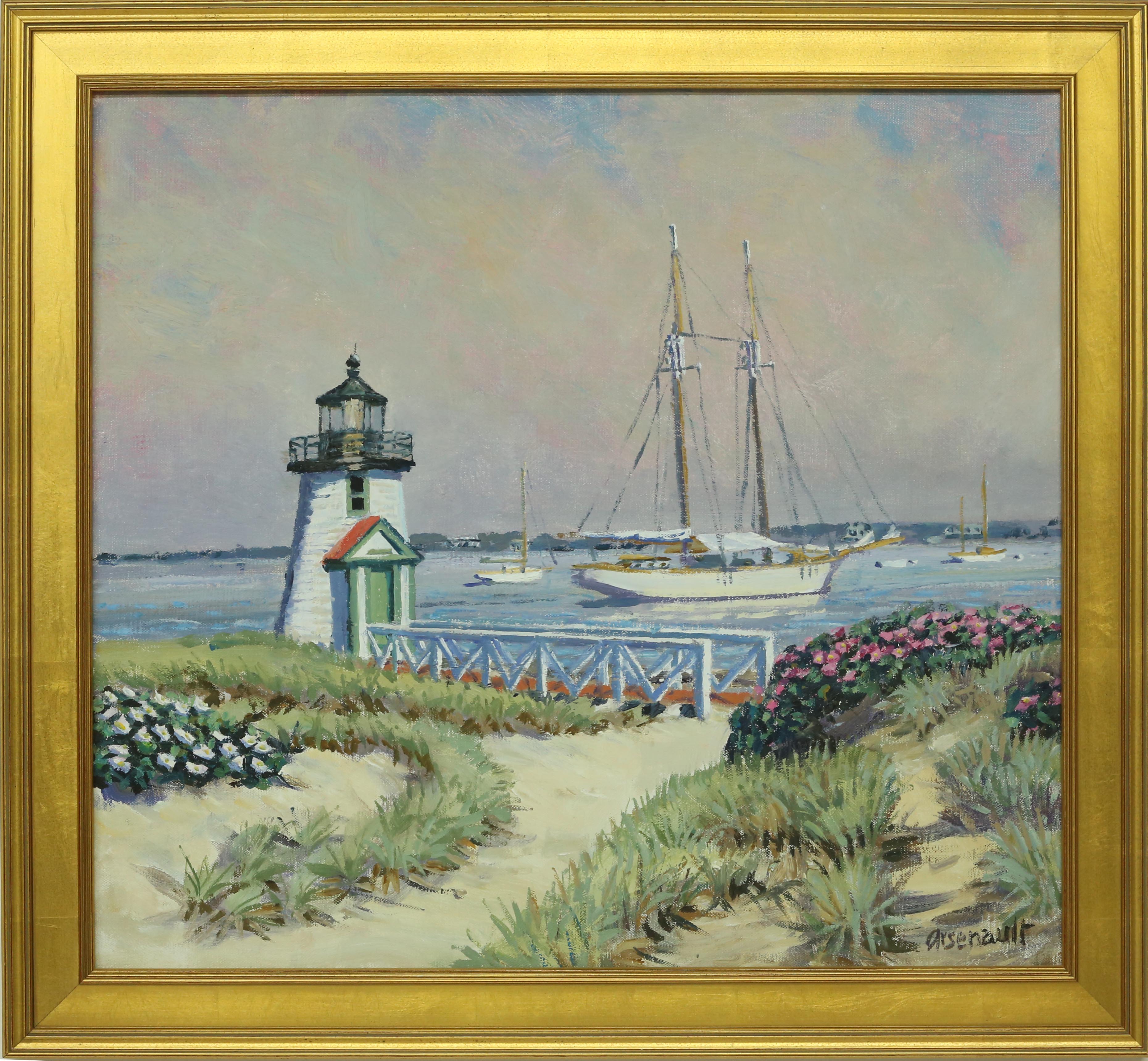 Paul Arsenault Oil on Linen "Schooner Rounding Brant Point" - Paul ...