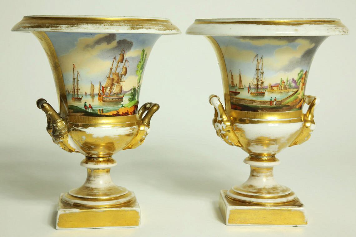 Pair of Paris Porcelain Hand Painted Urns 19th Century - Pair of Paris ...