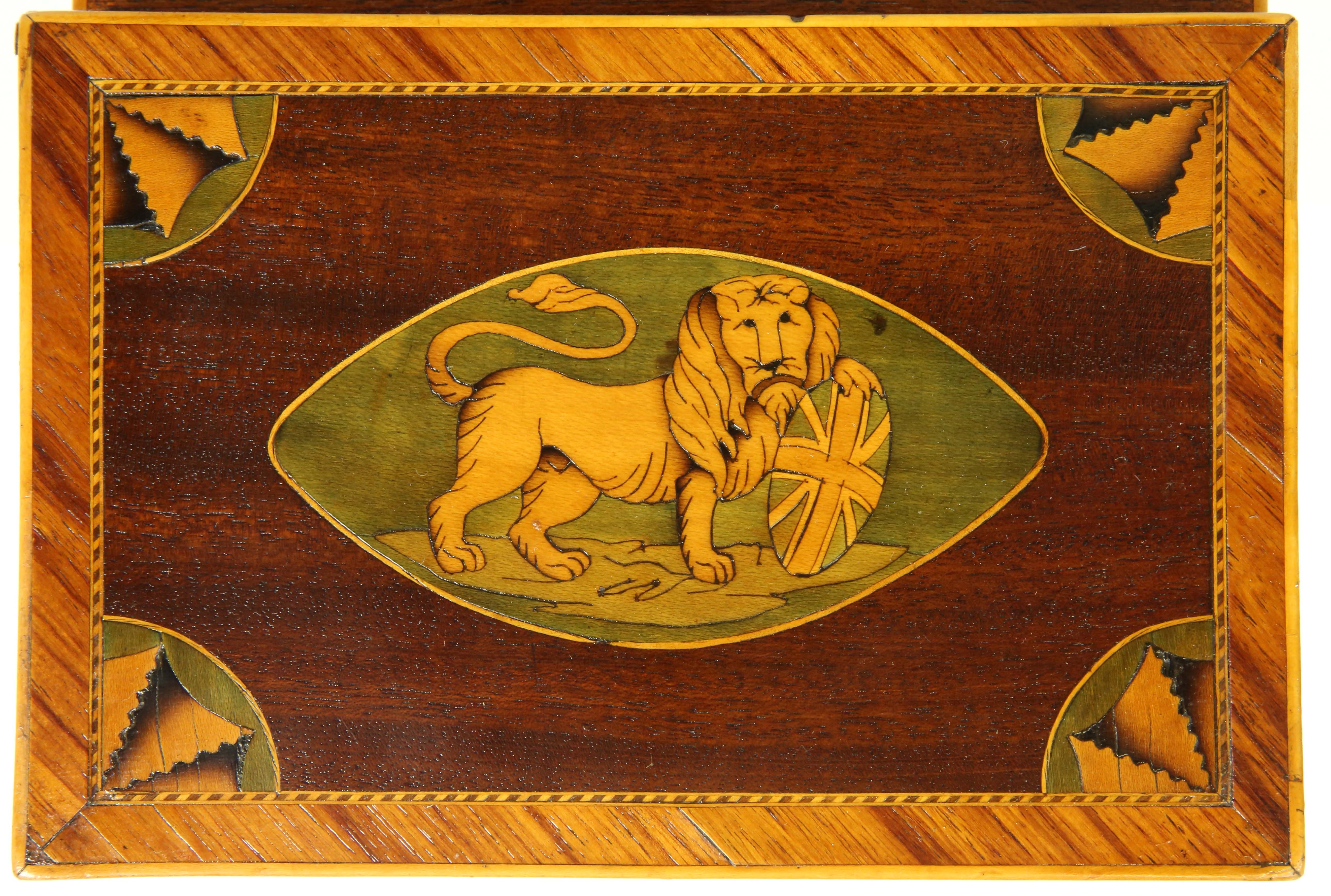 British Regency Lion Inlaid Double Compartment Tea Caddy 19th Century ...