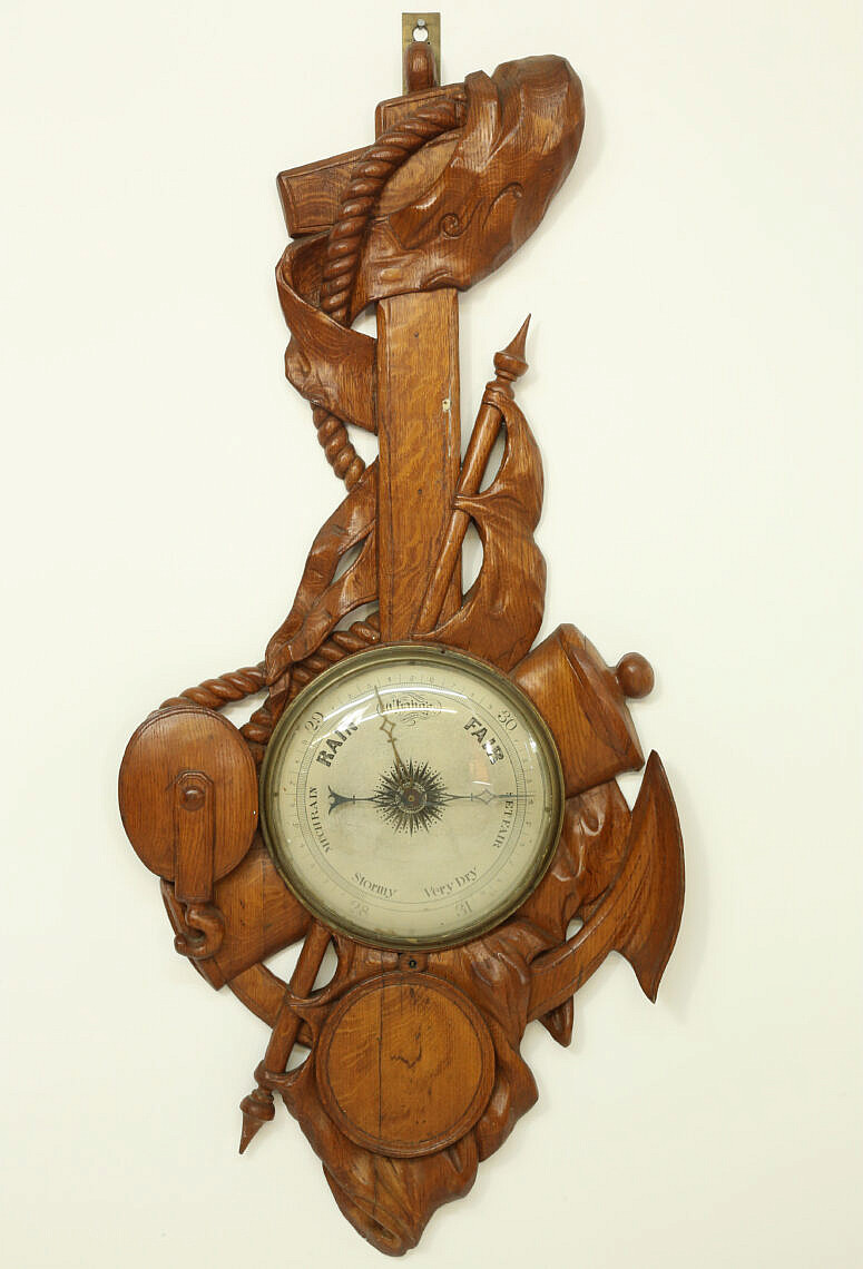 English Oak Barometer 19th Century - English Oak Barometer with ...