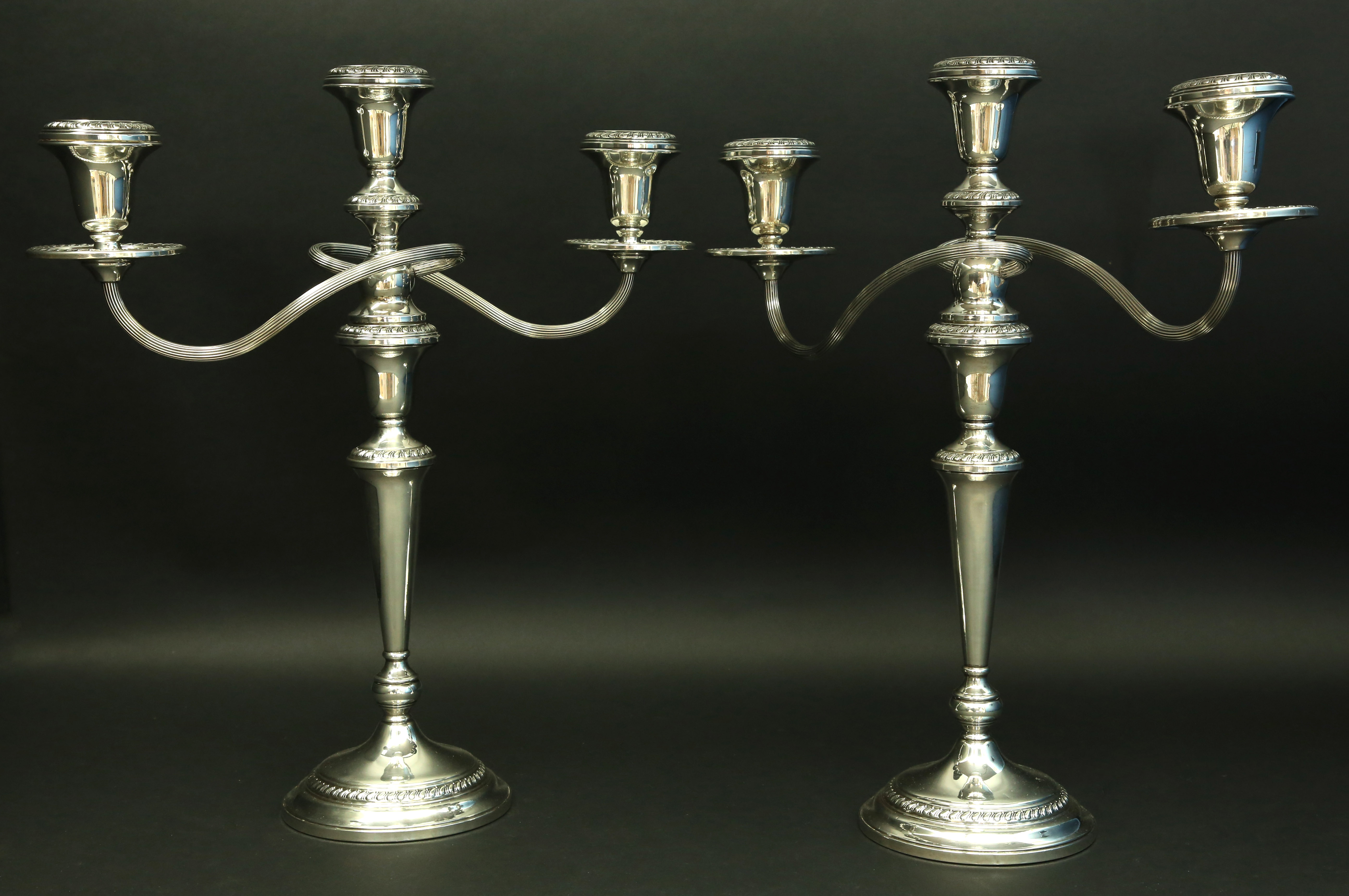 Pair of Vintage Sterling Silver Three Light Candelabra - Pair of ...