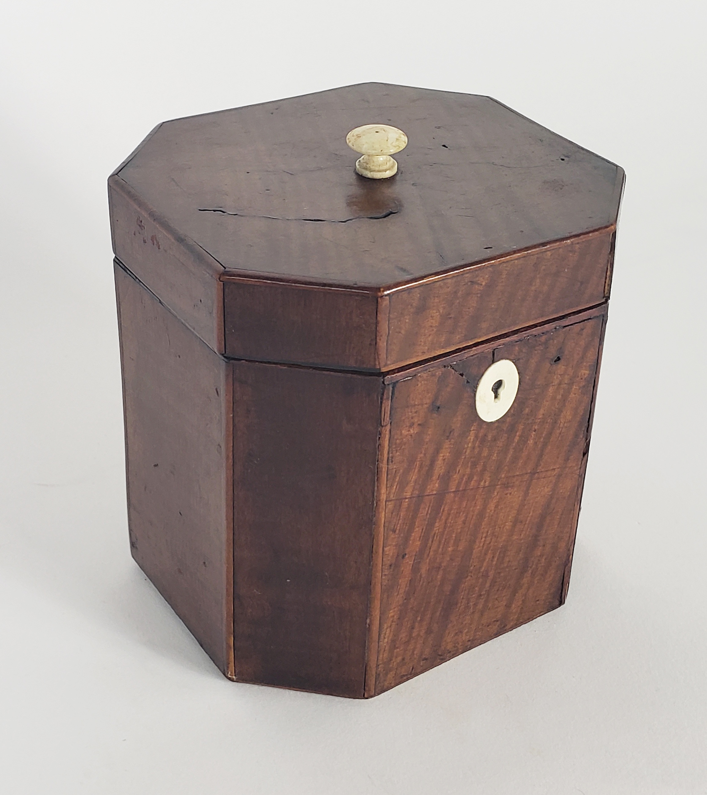 Antique Octagonal Tiger Maple Tea Caddy - Antique Octagonal English ...