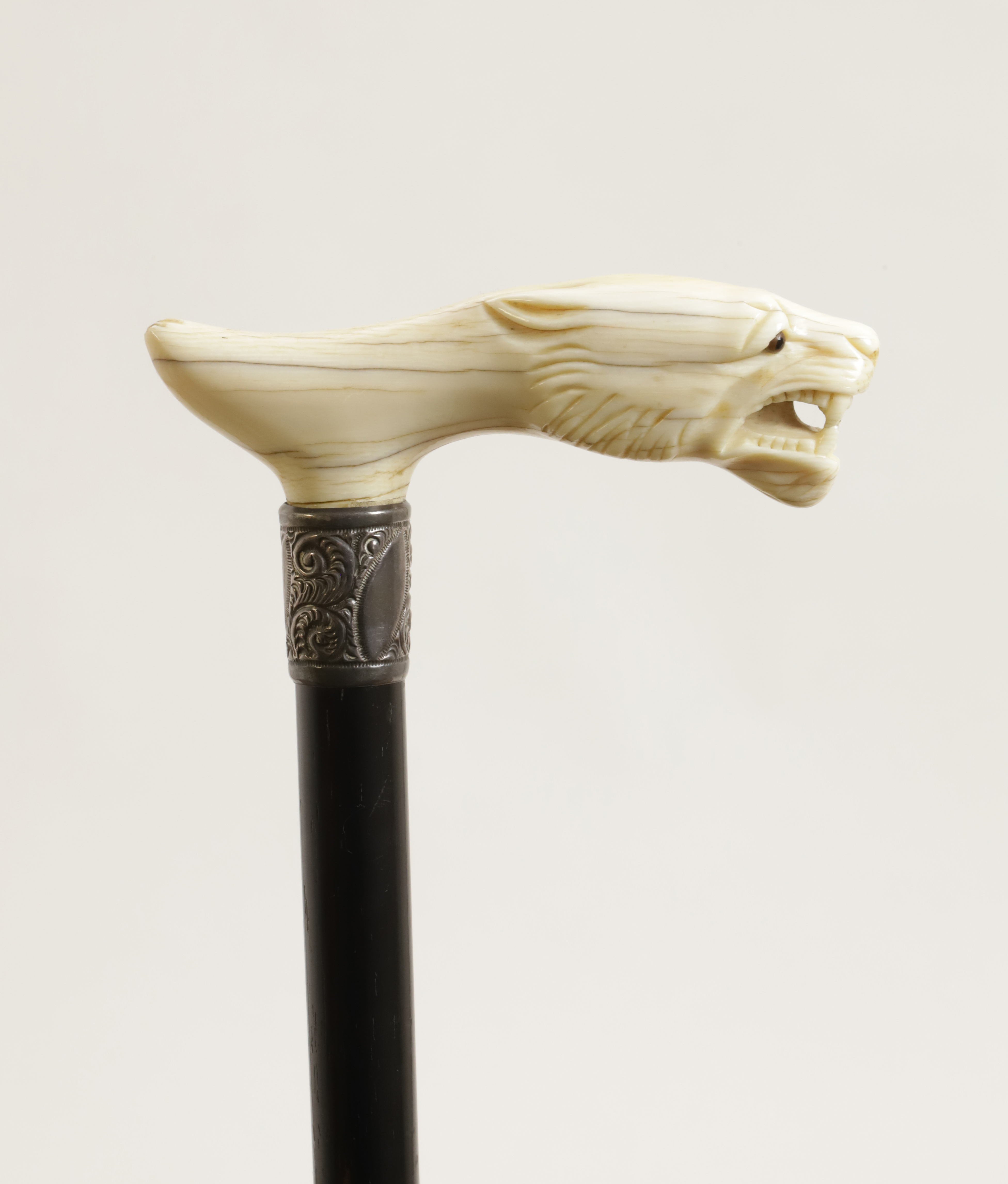 Antique Carved Lynx Head Handled Cane 19th Century - Antique Carved ...