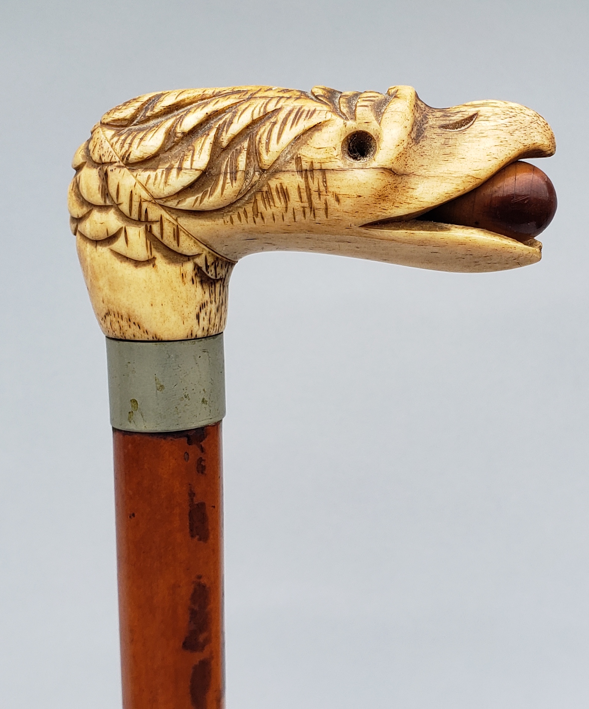 Antique 19th century Carved Eagle Head Cane - Antique Whalebone Carved ...