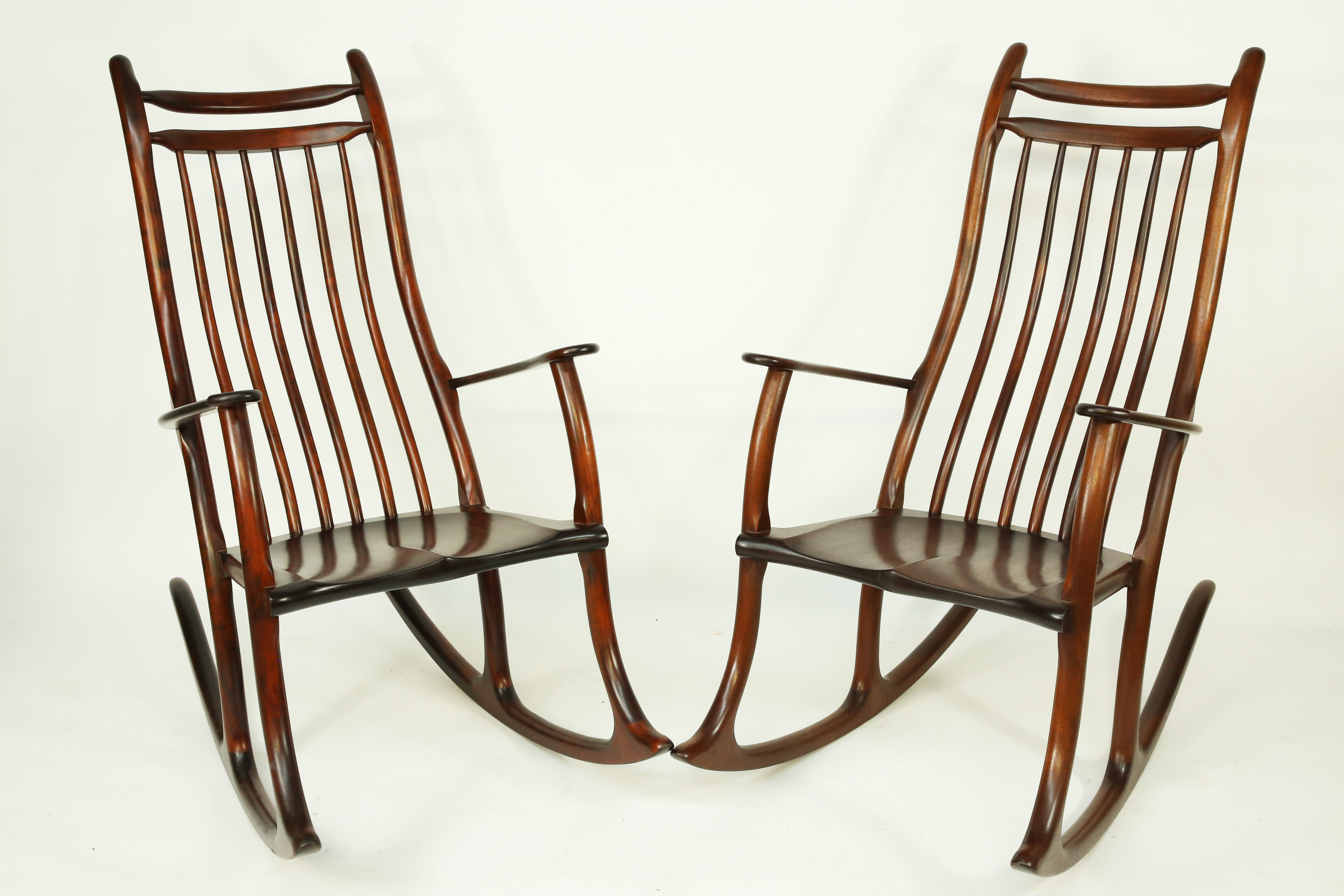 Pair of Signed Stephen Swift Mahogany Rocking Chairs circa 1999 - Pair ...