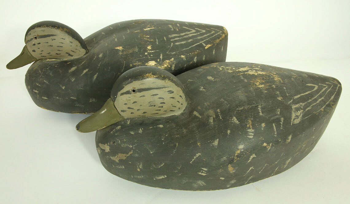 Pair of Black Duck Decoys By Charles Coffin of Nantucket - Pair of ...