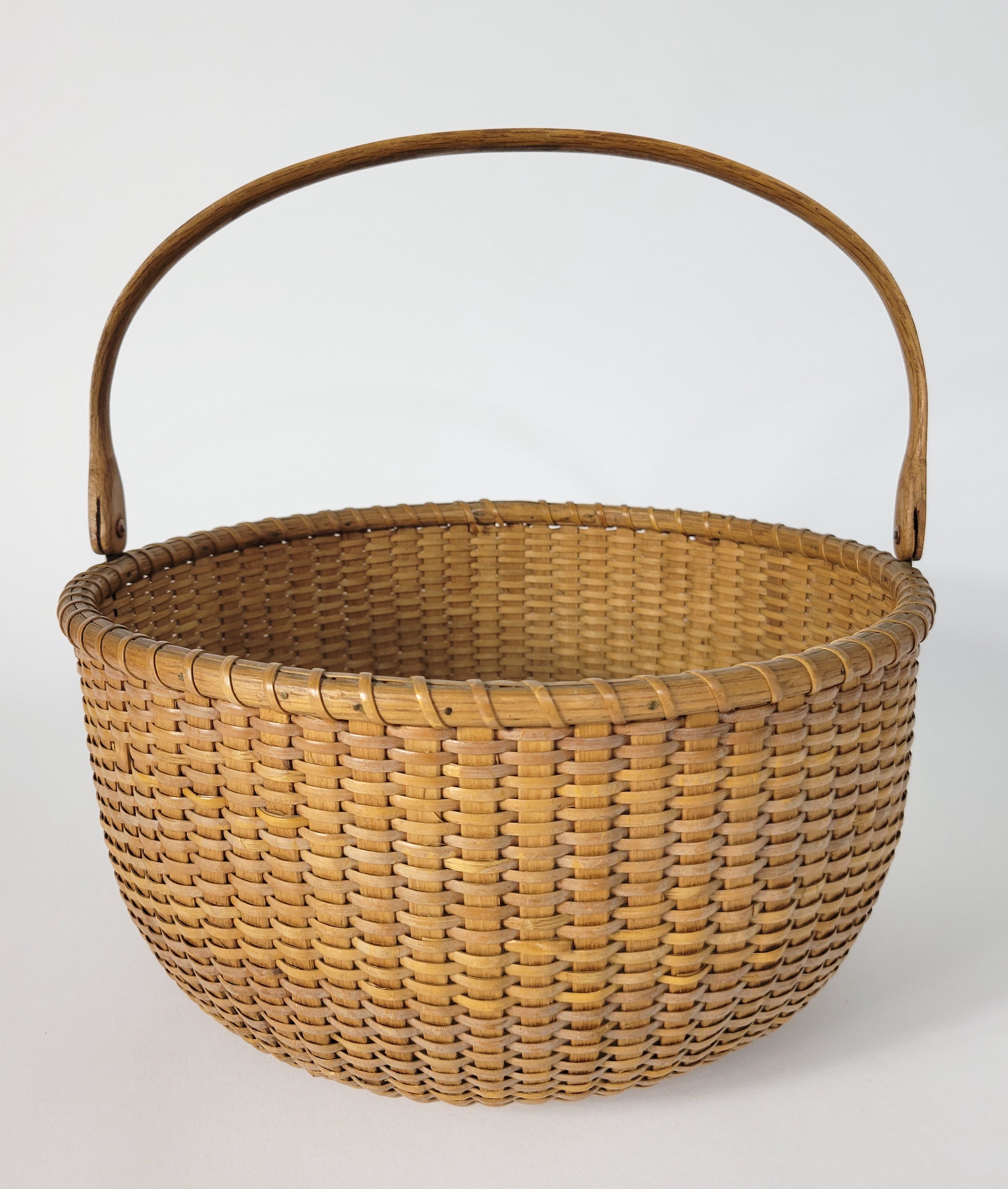 Antique Large Round Open Swing Handle Nantucket Basket Circa 1910 ...
