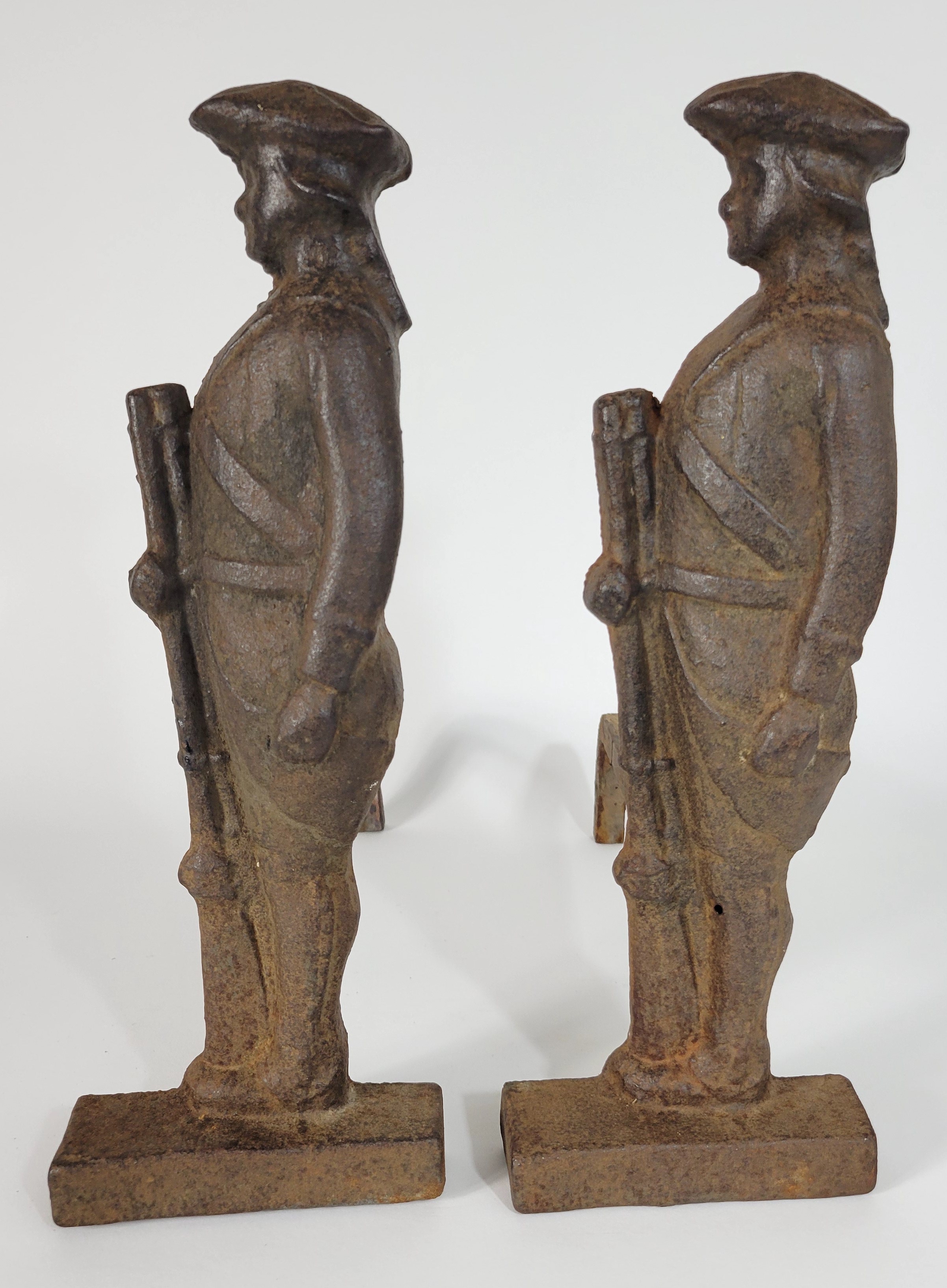 Pair of Antique Minuteman Revolutionary War Soldier Figural Cast Iron ...