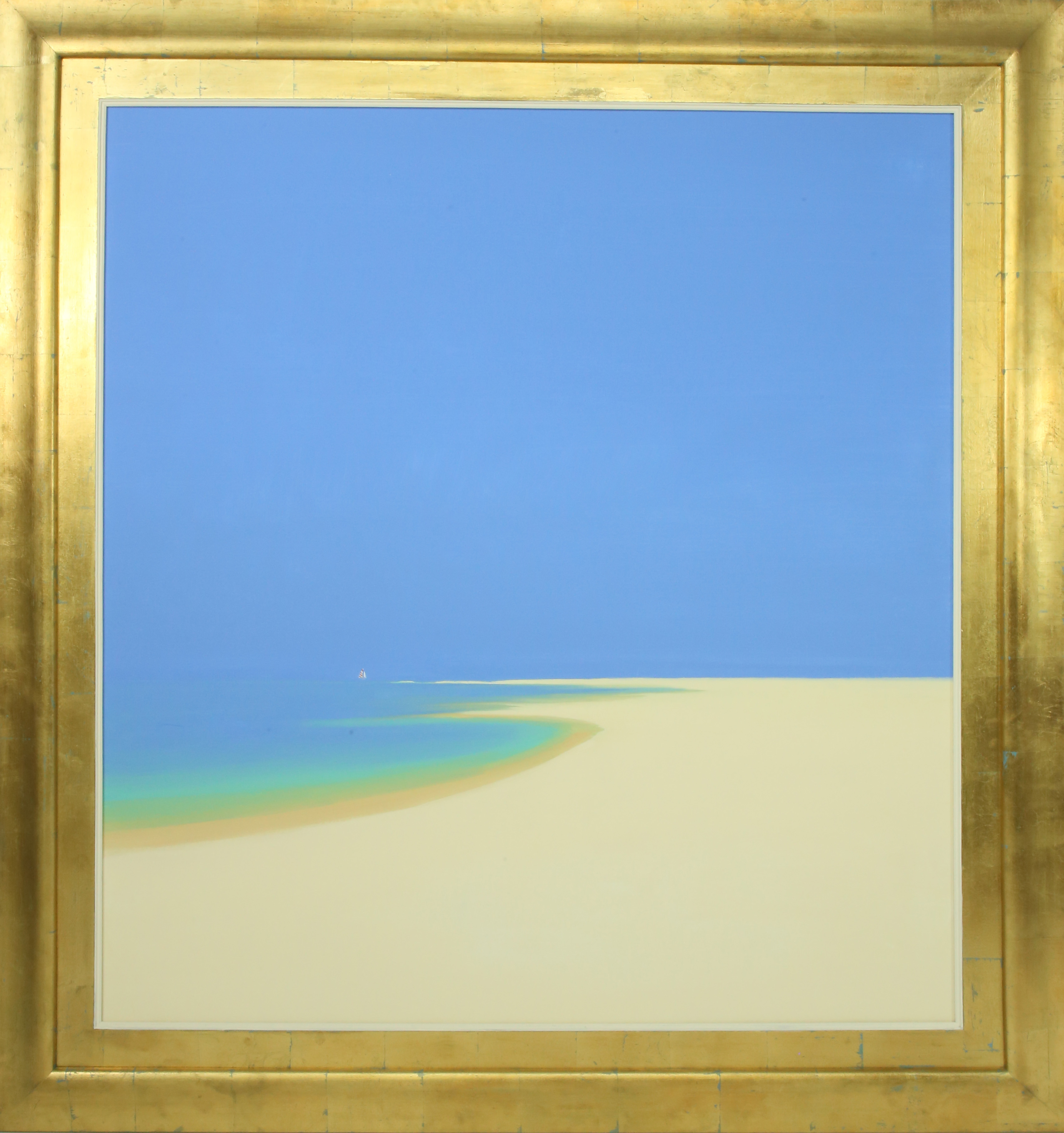 John Miller Oil on Canvas "Beachscape with Lone Sailboat" - John Miller ...