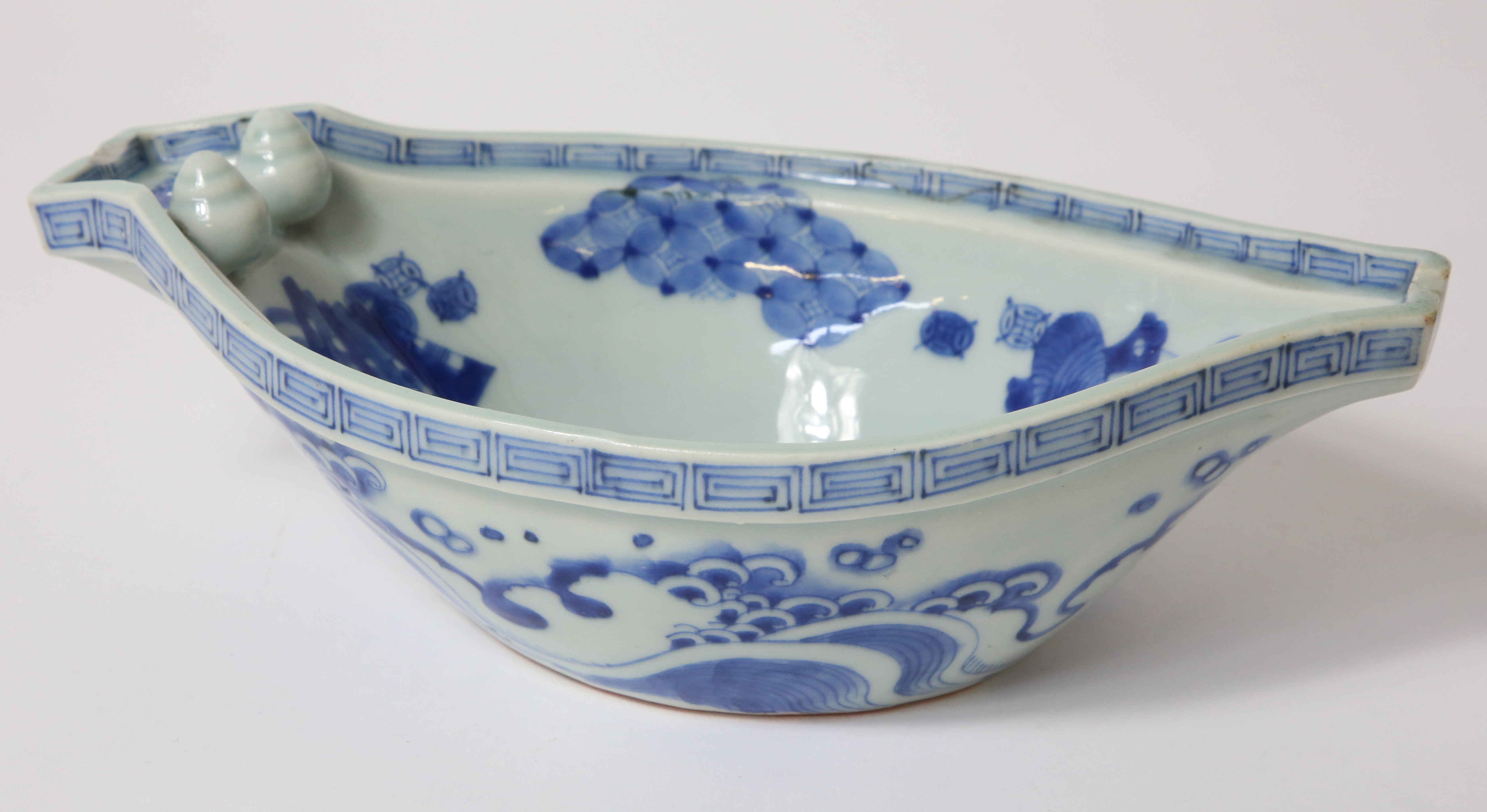Canton Style Porcelain Boat - Chinese Export Blue and White Sauce Boat ...