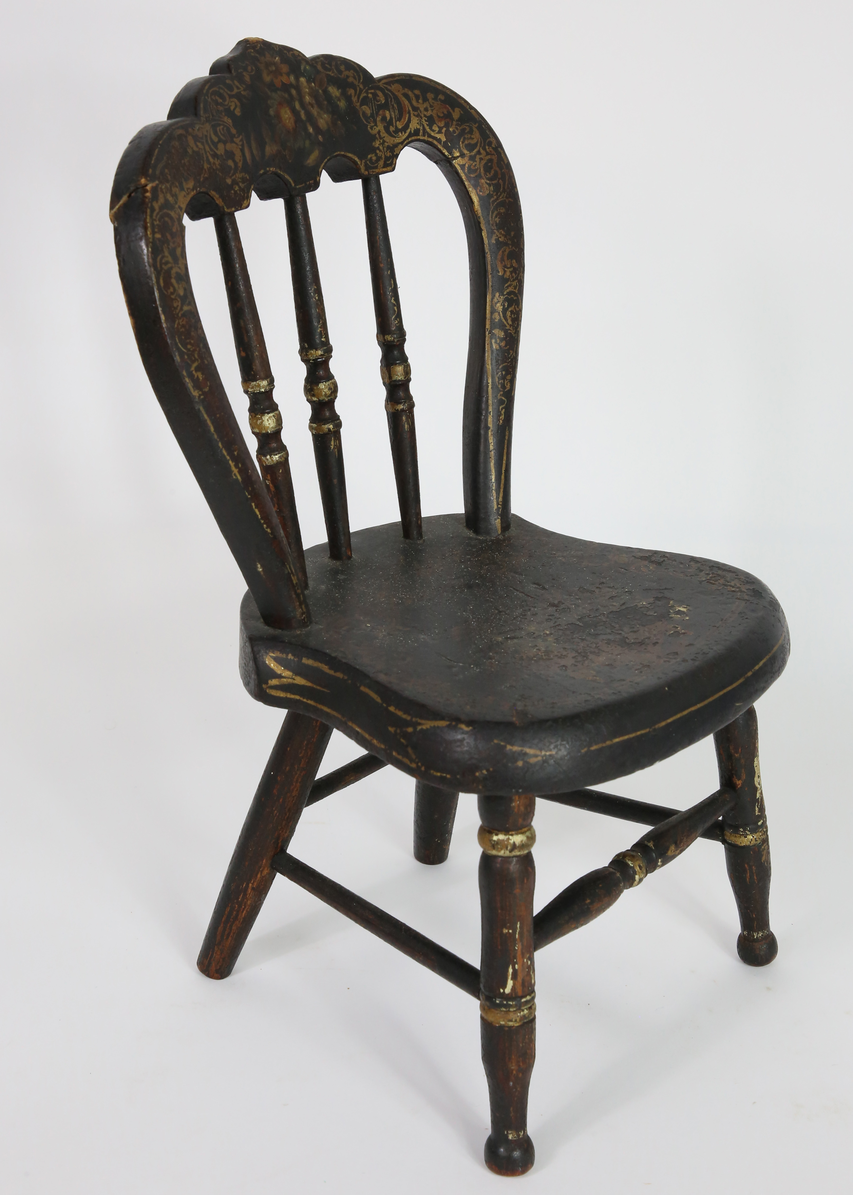 Antique Paint Decorated Doll's Chair - Antique Paint Decorated Doll's ...