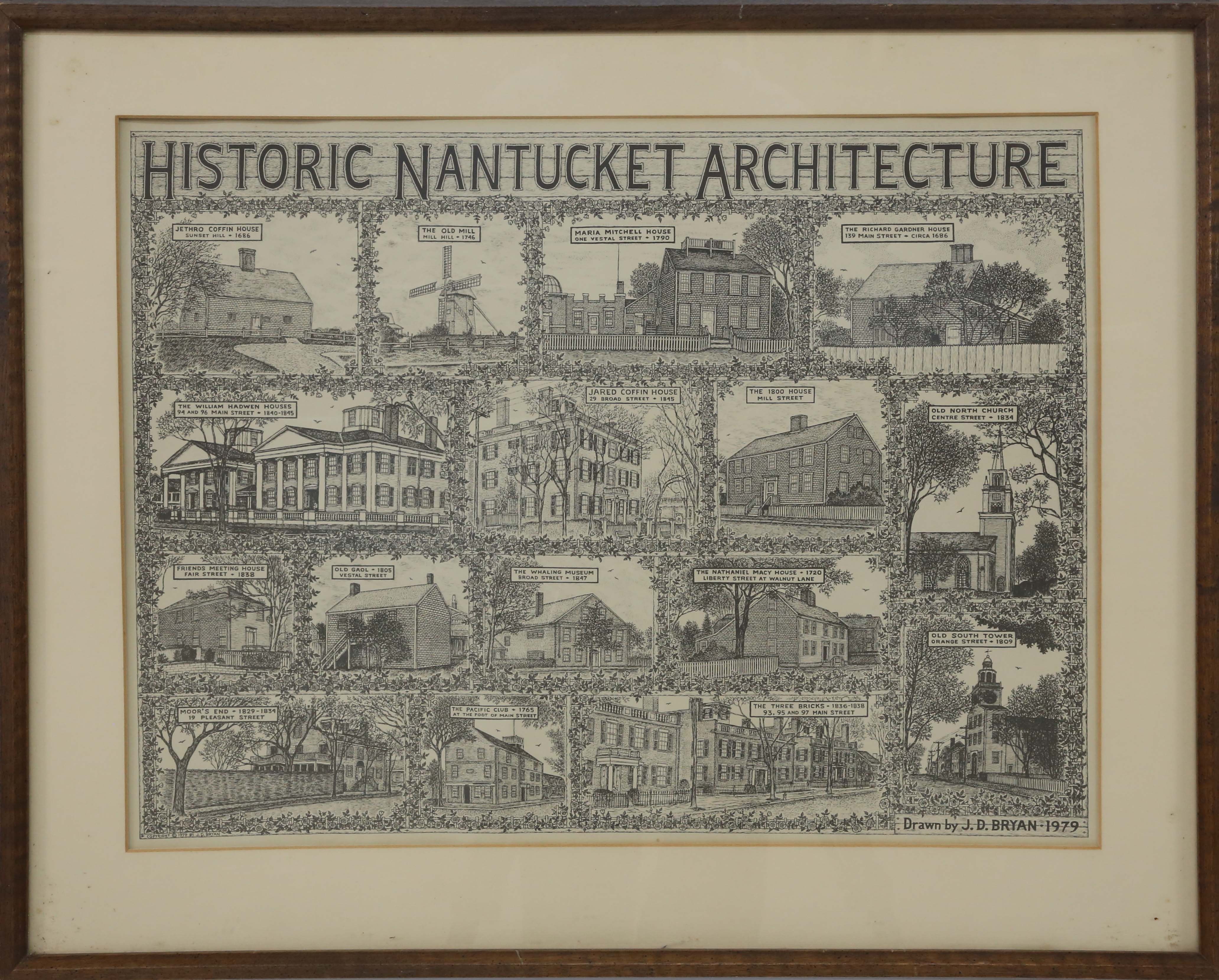 Historic Nantucket Architecture Drawn and Printed by J.D. Bryan 1979 ...