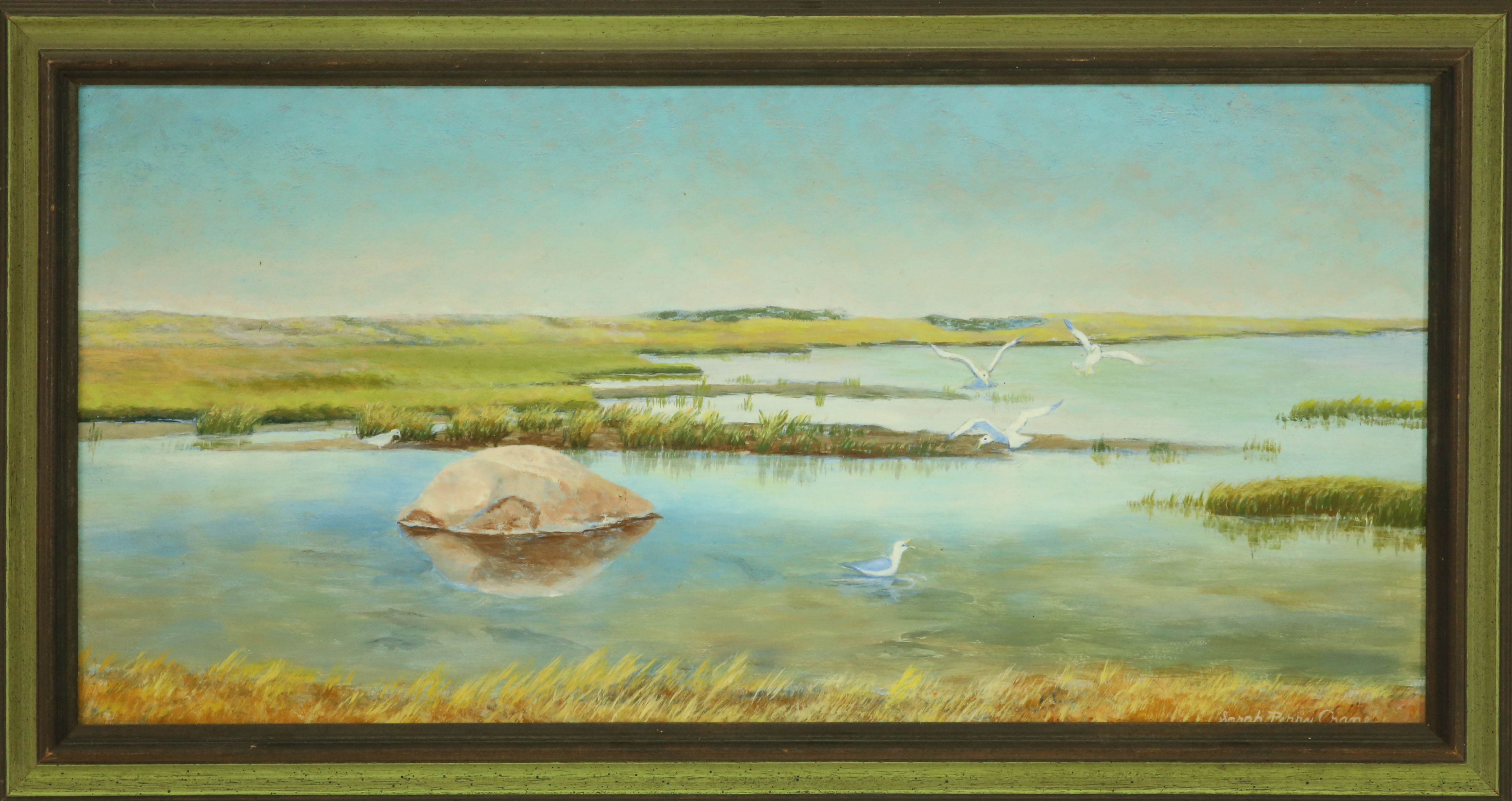 Sarah Perry Crane Oil on Board "Salt Marsh Landscape" - Sarah Perry ...