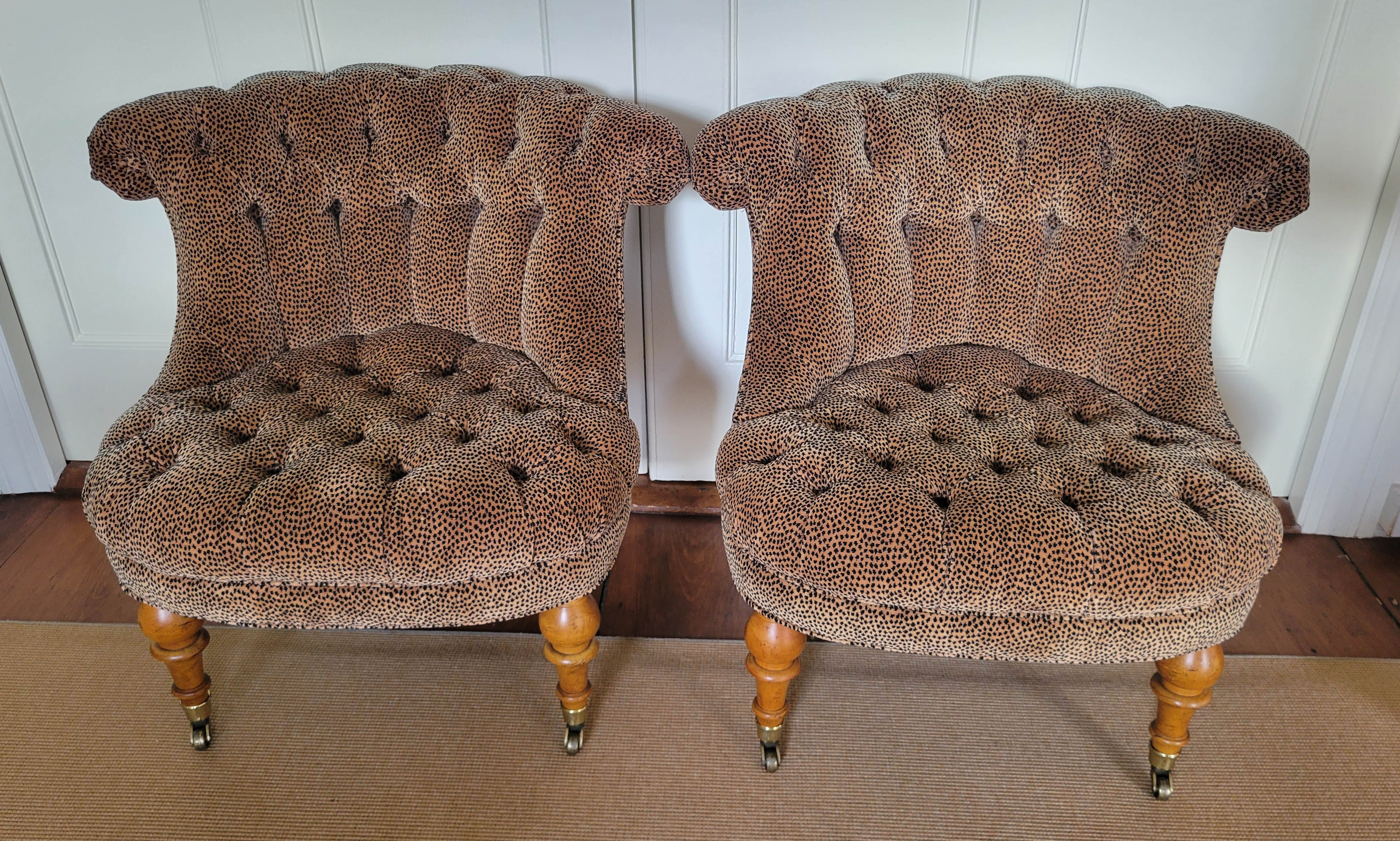 Pair of Baker Furniture Leopard Print Upholstered Slipper Chairs - Pair ...
