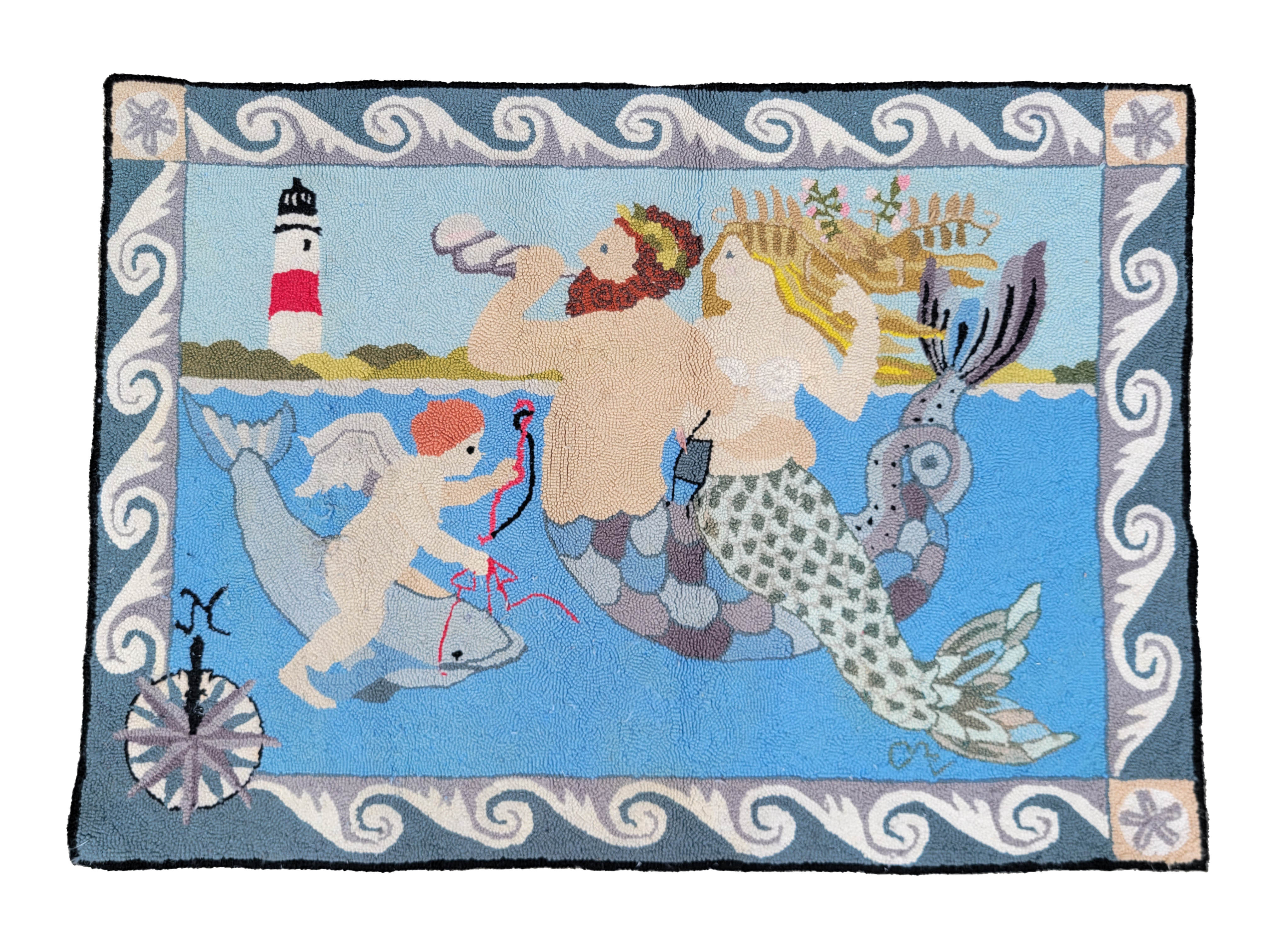 Claire Murray Hooked Rug "Mermaid Family Off Sankaty" - Claire Murray ...