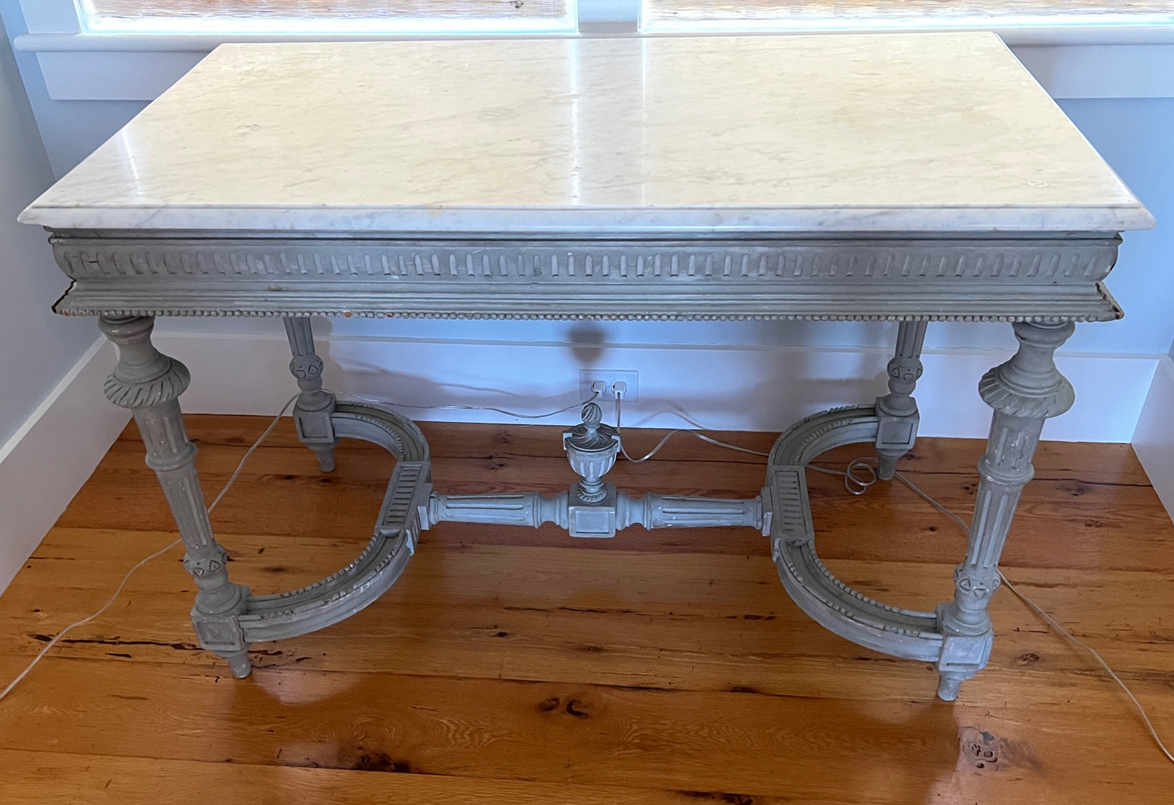 Gustavian Pale Gray Painted Marble Top Table - Gustavian Pale Gray ...