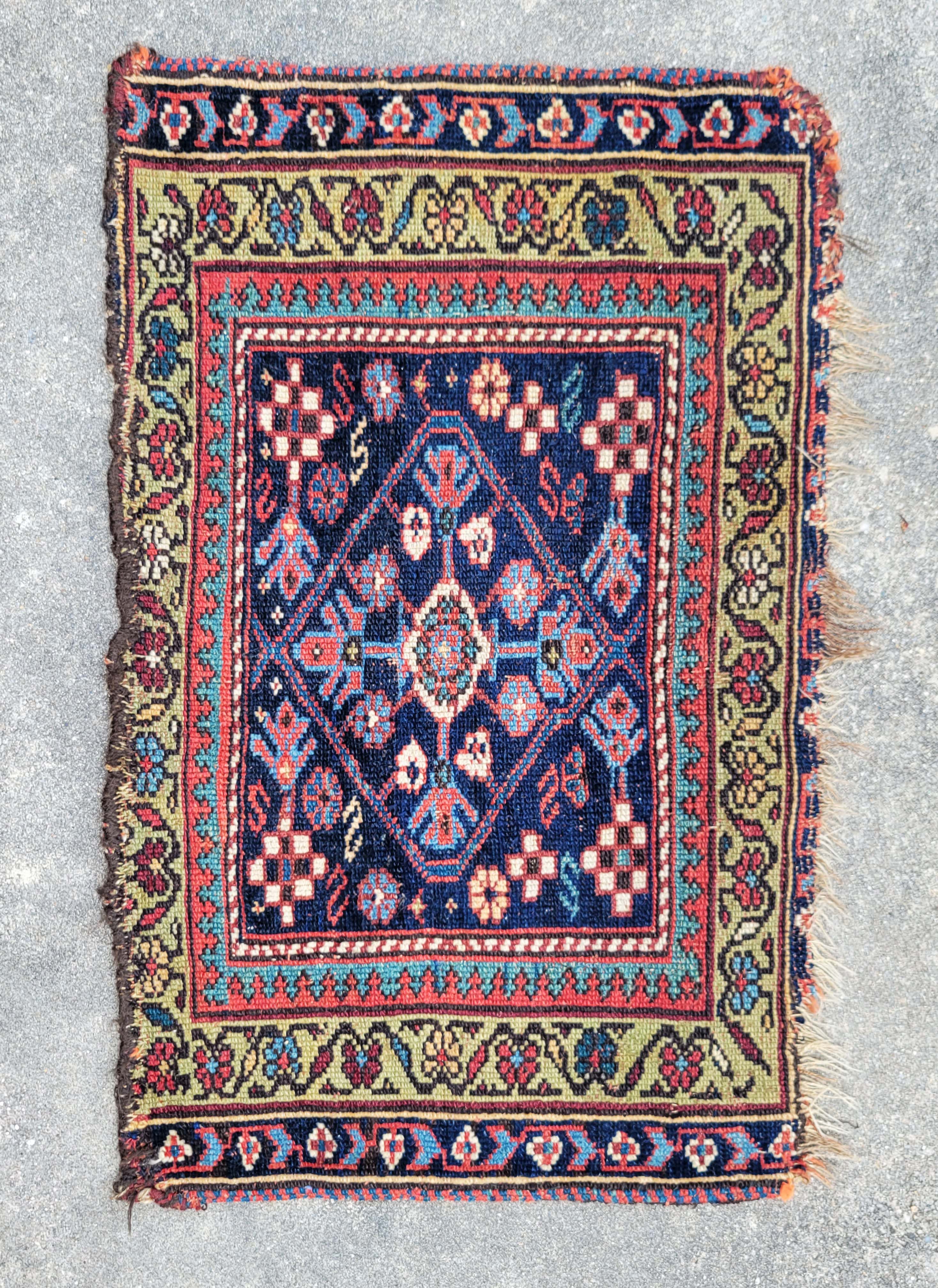 Antique Kurdish Carpet Bag Face Rug - Antique Kurdish Carpet Bag Face ...