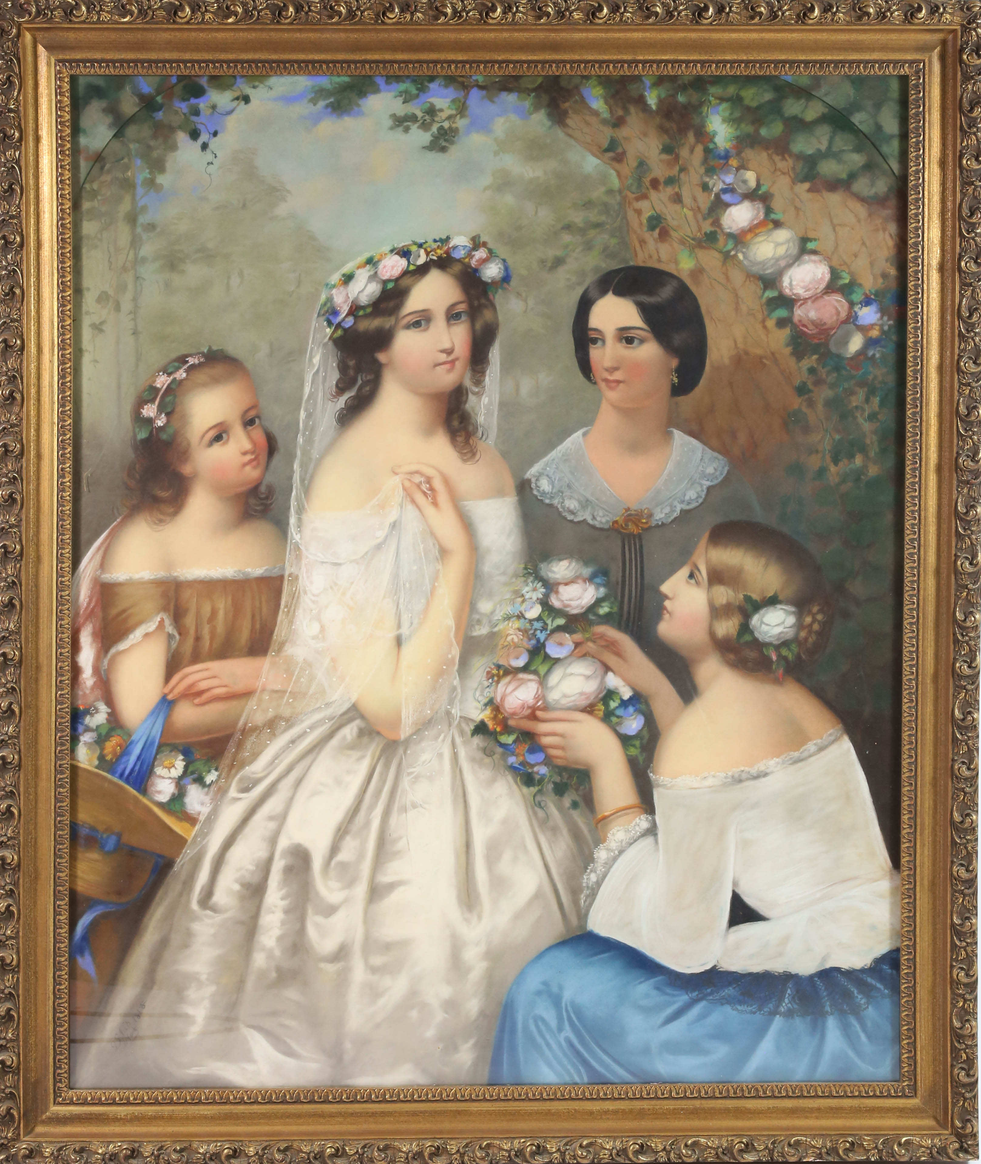 George Gardner Fish Pastel on Paper "The Bride and the Maidens ...