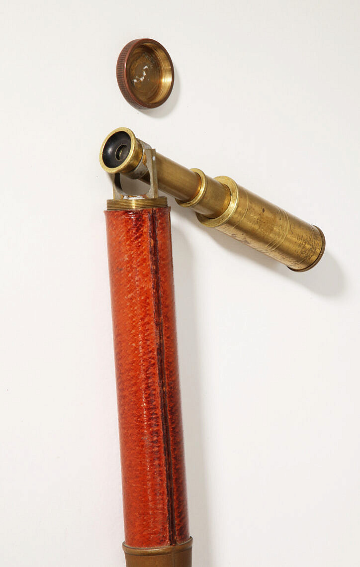 Vintage Hidden Brass Telescope Walking Stick with Leather Grip ...