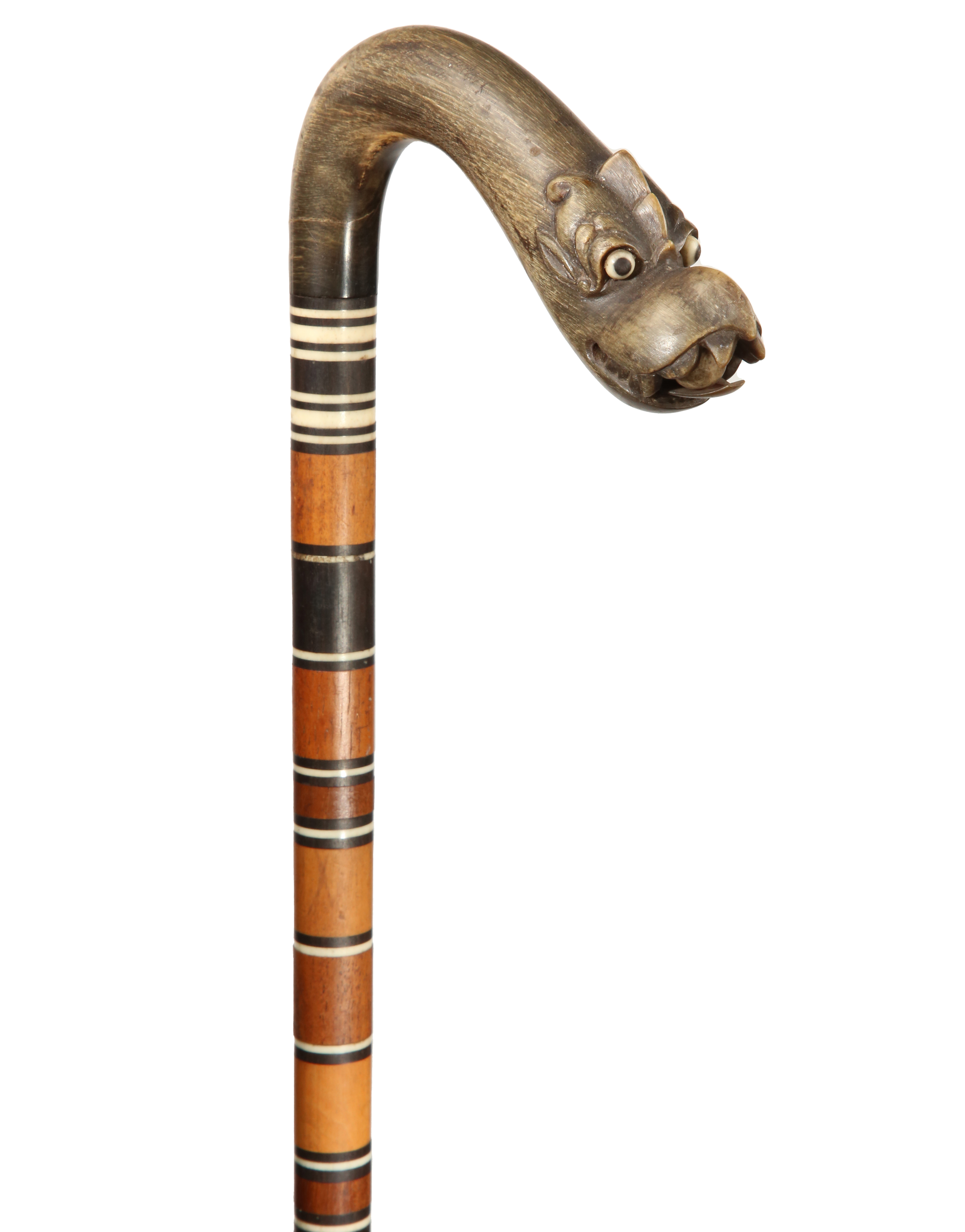 Vintage Asian Carved Horn Dragon's Head Grip Cane - Vintage Asian ...