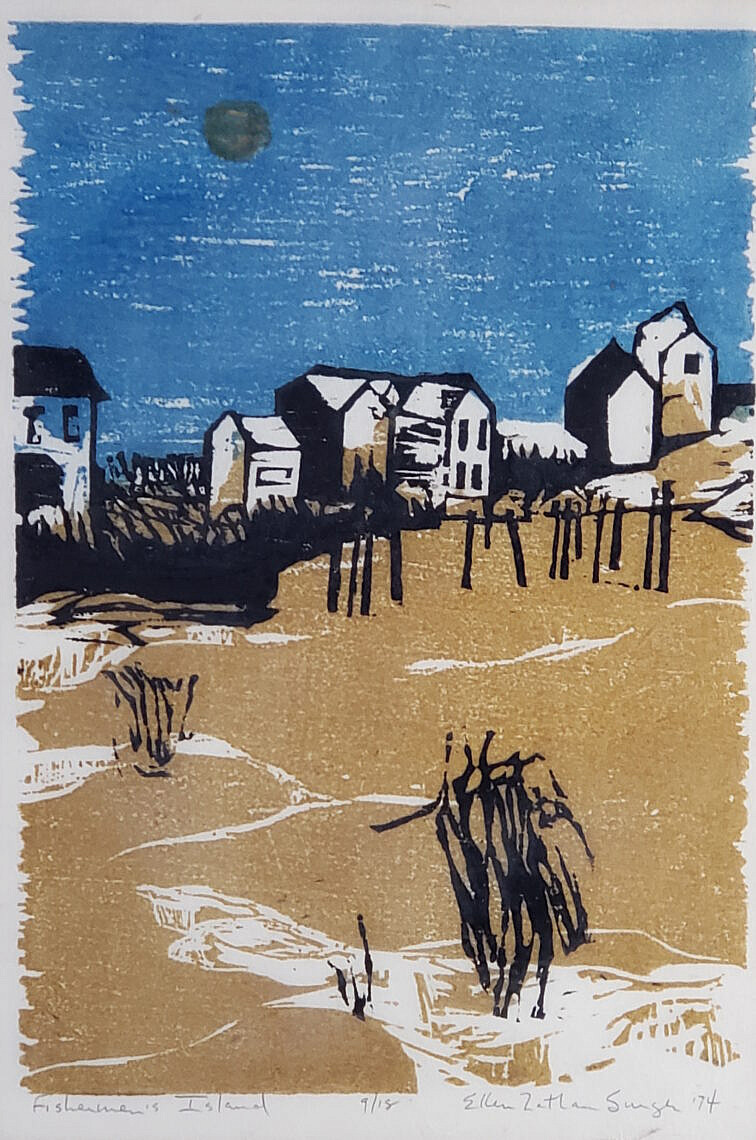 Vintage Limited Edition Three-Color Woodblock Print Ellen Surgh ...