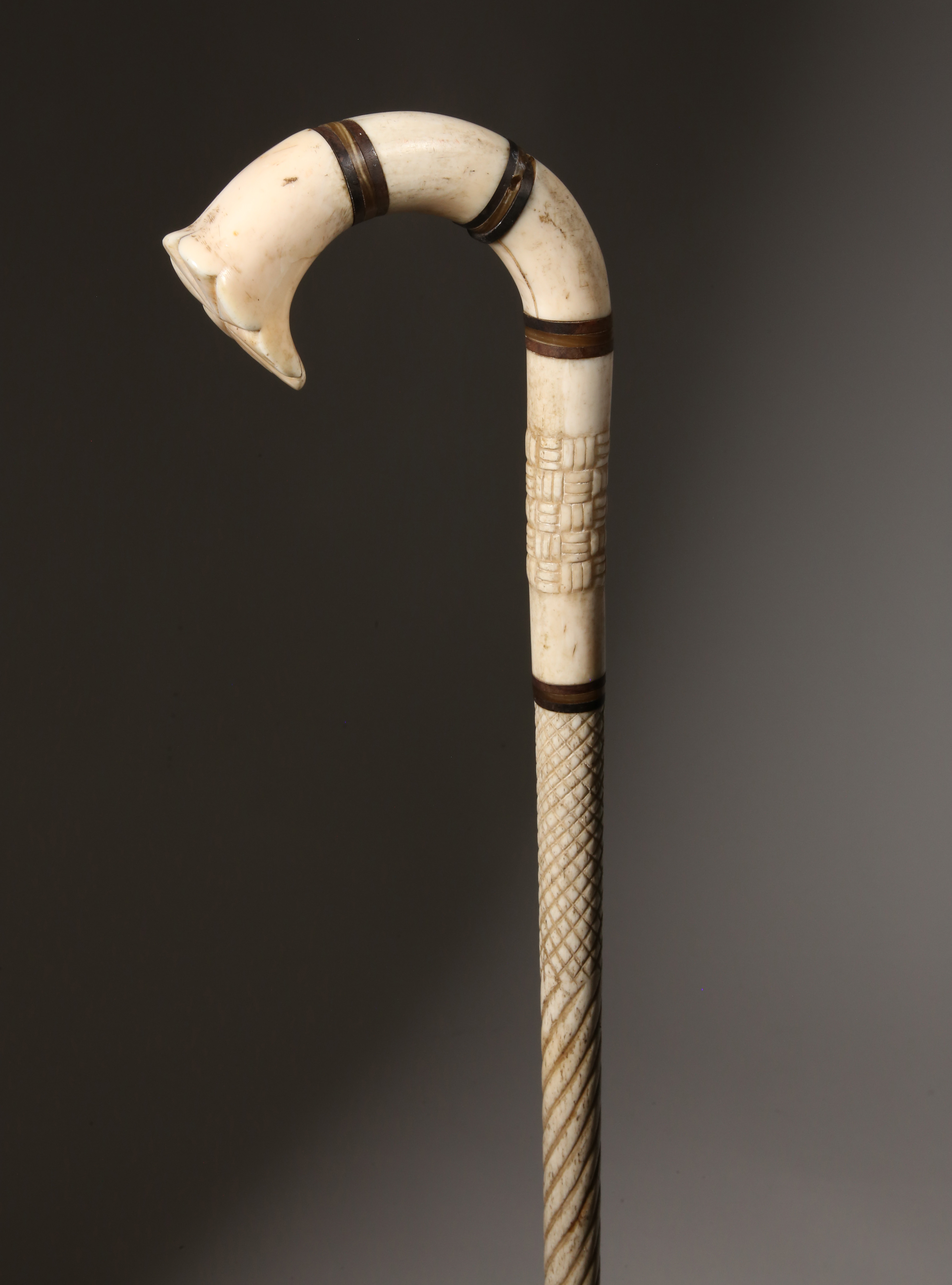 Whaleman Made Whale Bone and Baleen C-Grip Cane circa 1860 - Whaleman ...