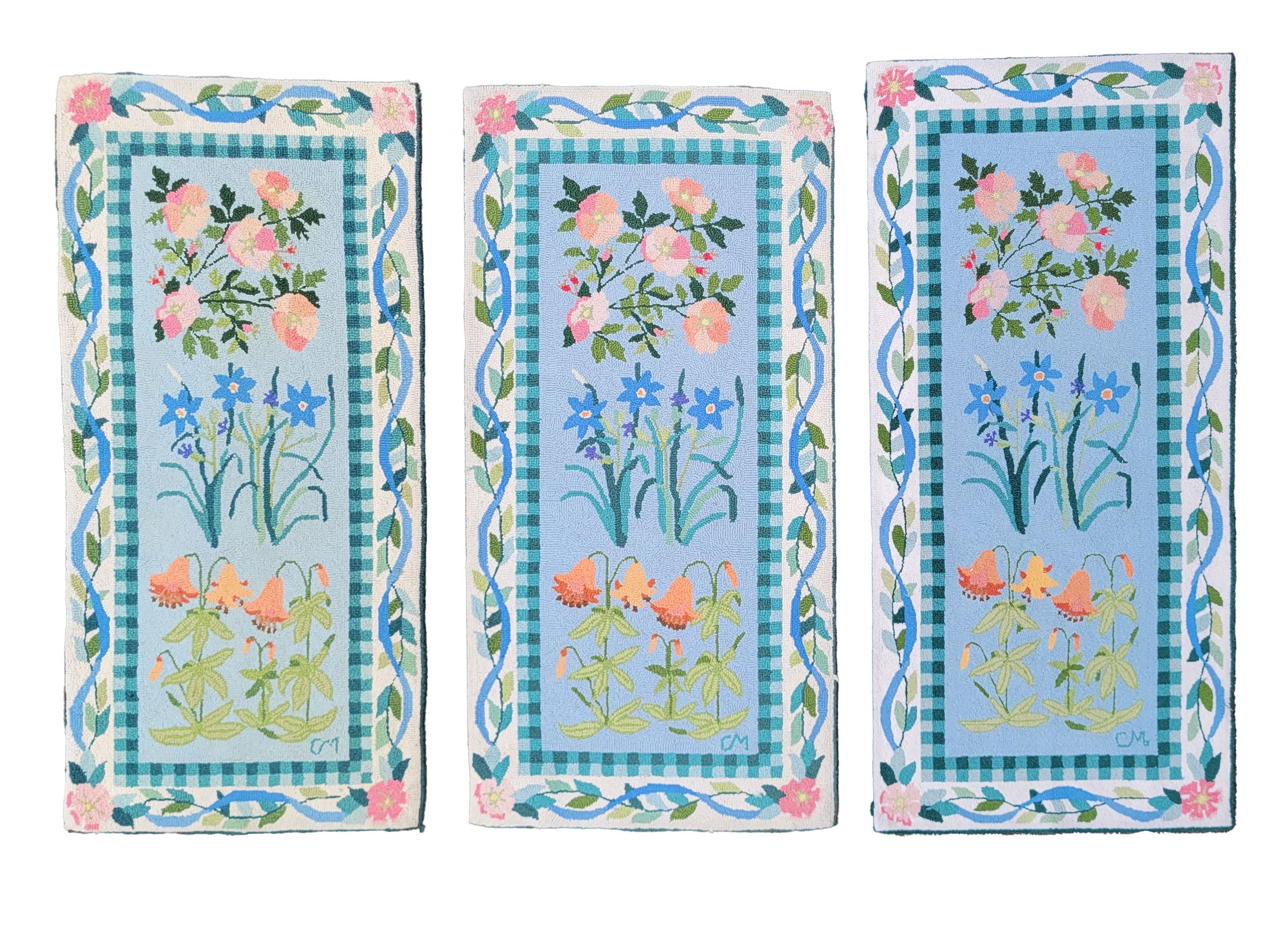 Three Claire Murray Floral Hooked Rugs - Three Claire Murray Floral ...