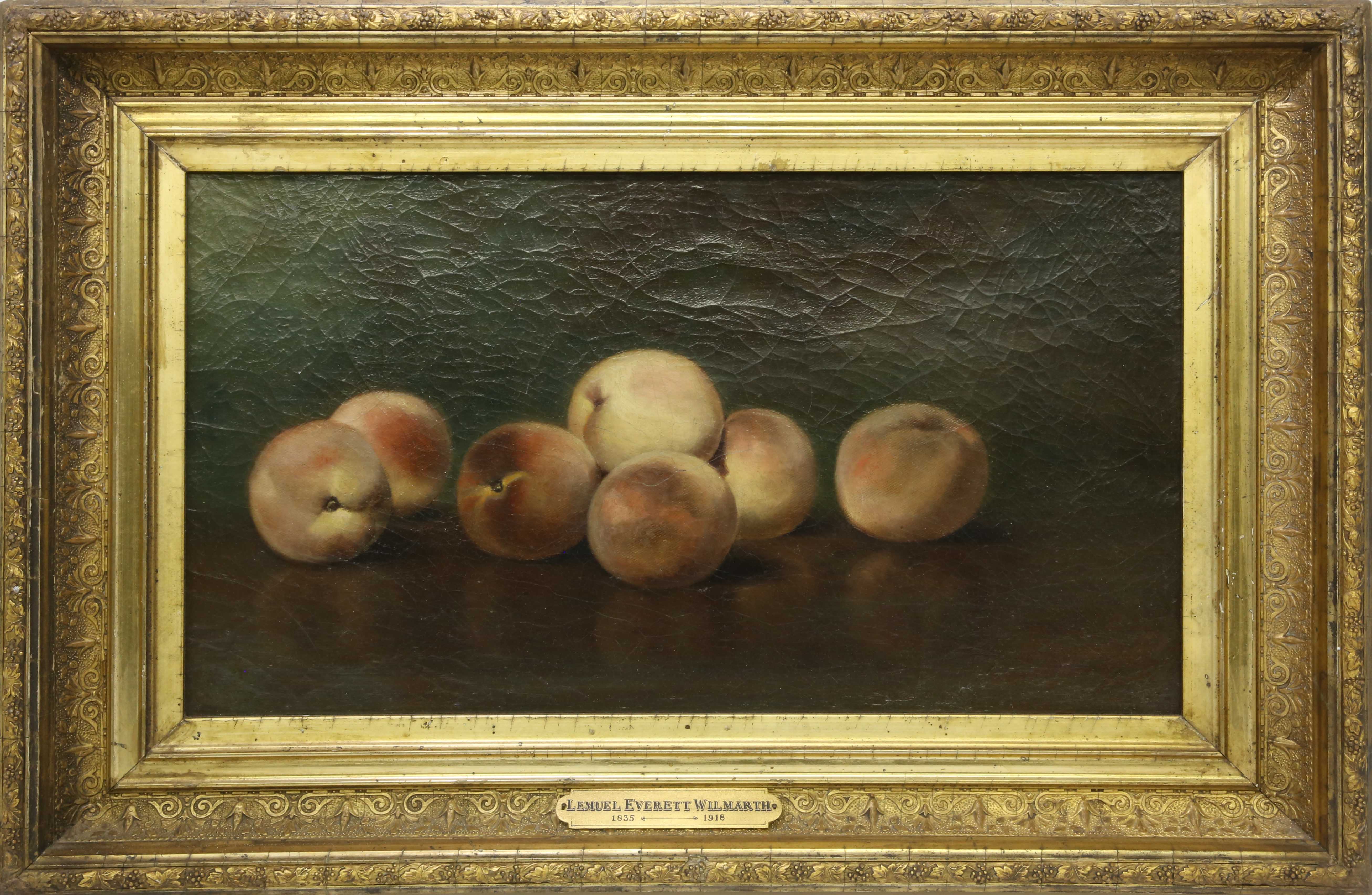 Lemuel Everett Wilmarth Oil on Canvas Still Life of Peaches - Lemuel ...