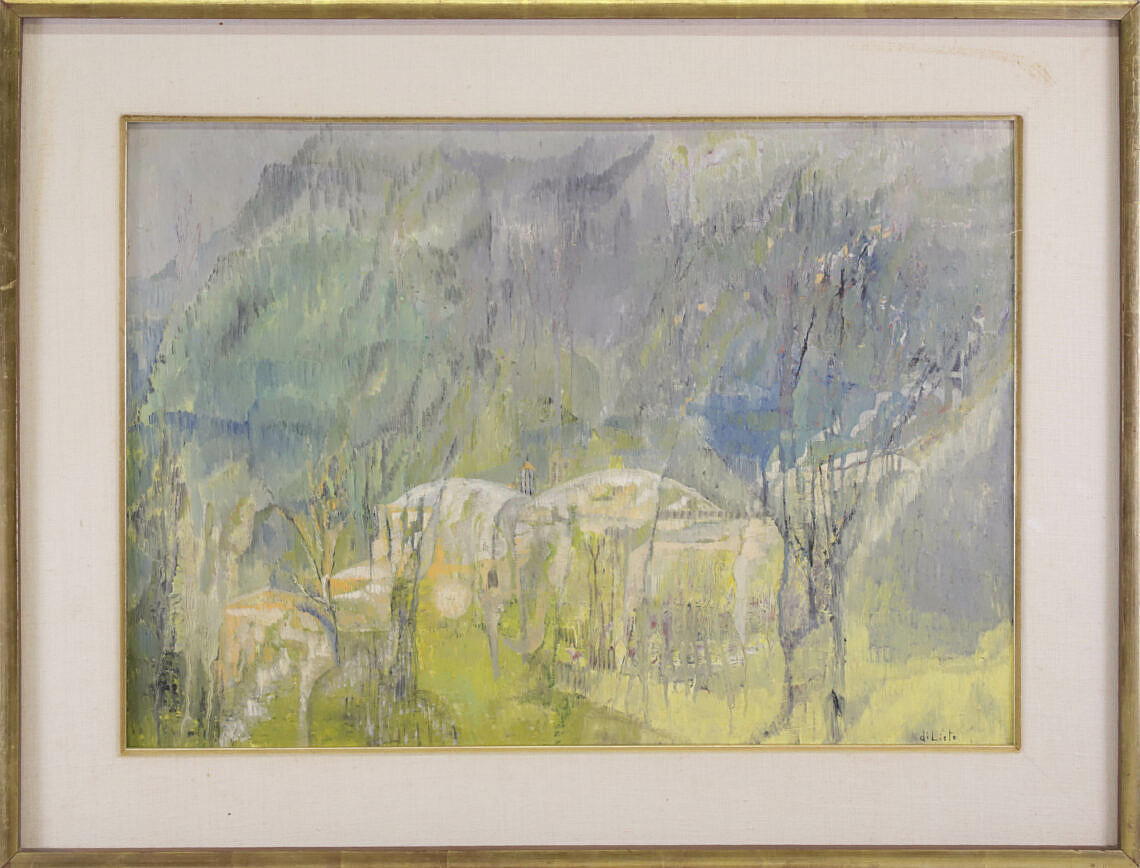 Giuseppe Di Lieto Oil on Board "Landscape" - Giuseppe Di Lieto Oil on ...