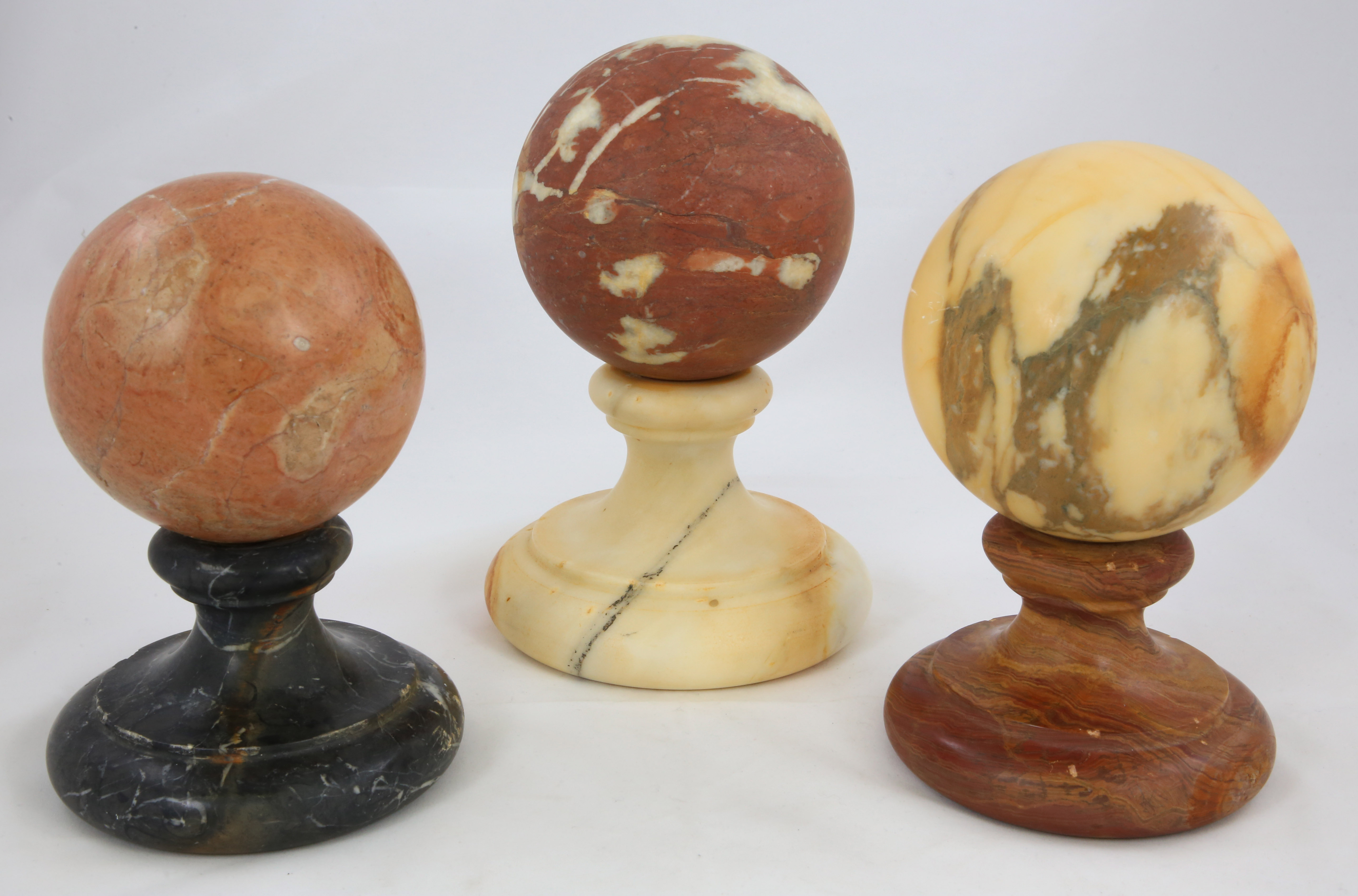 Three Vintage Marble Specimens on Turned Plinth - Three Vintage Marble ...