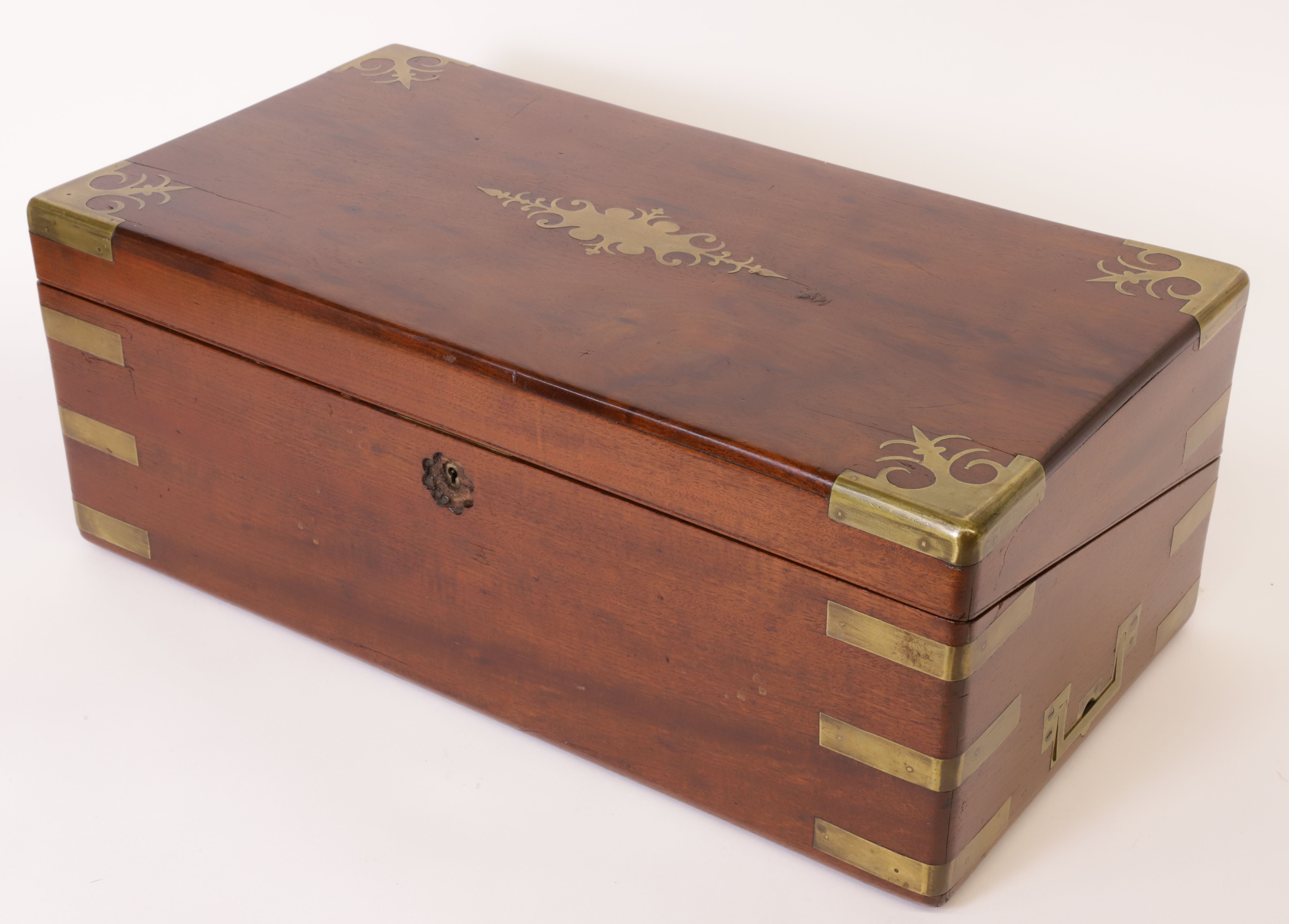 English Brass Bound Mahogany Lap Box 19th Century - English Brass Bound ...