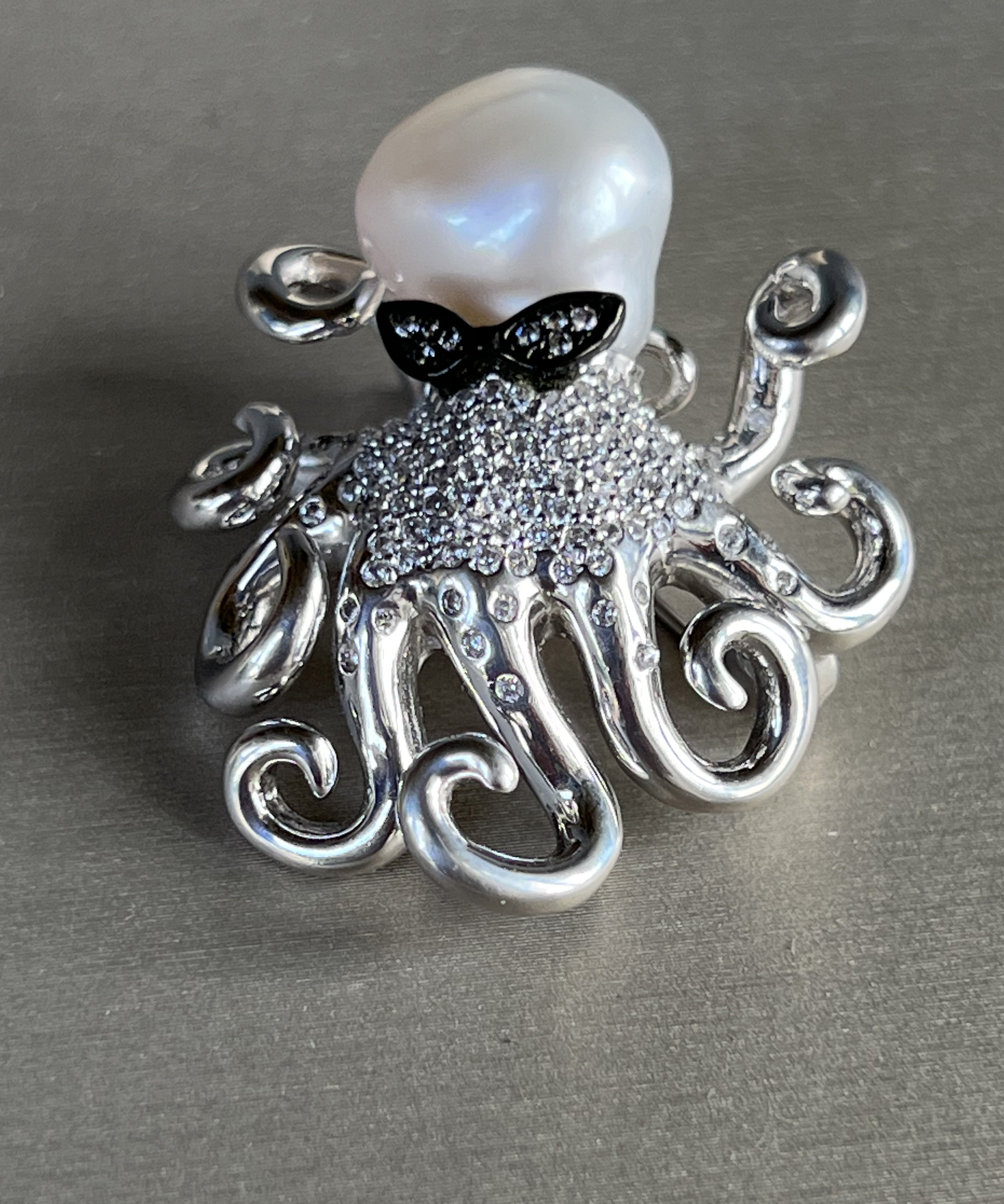 White South Sea Pearl Octopus Brooch or Pendant - White South Sea Pearl ...