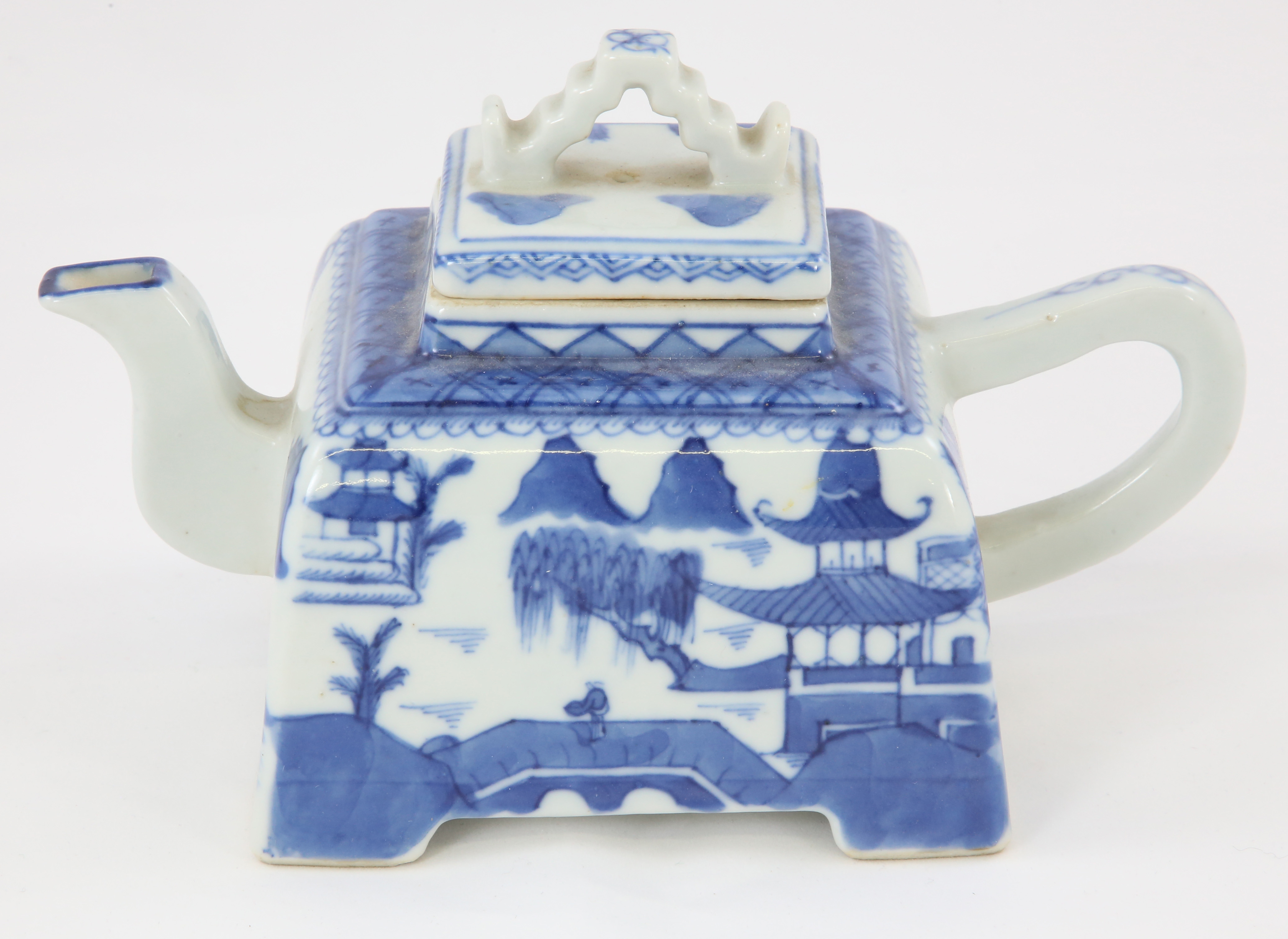 Square Canton Teapot - Unusual Square Form Canton Teapot, 19th Century ...