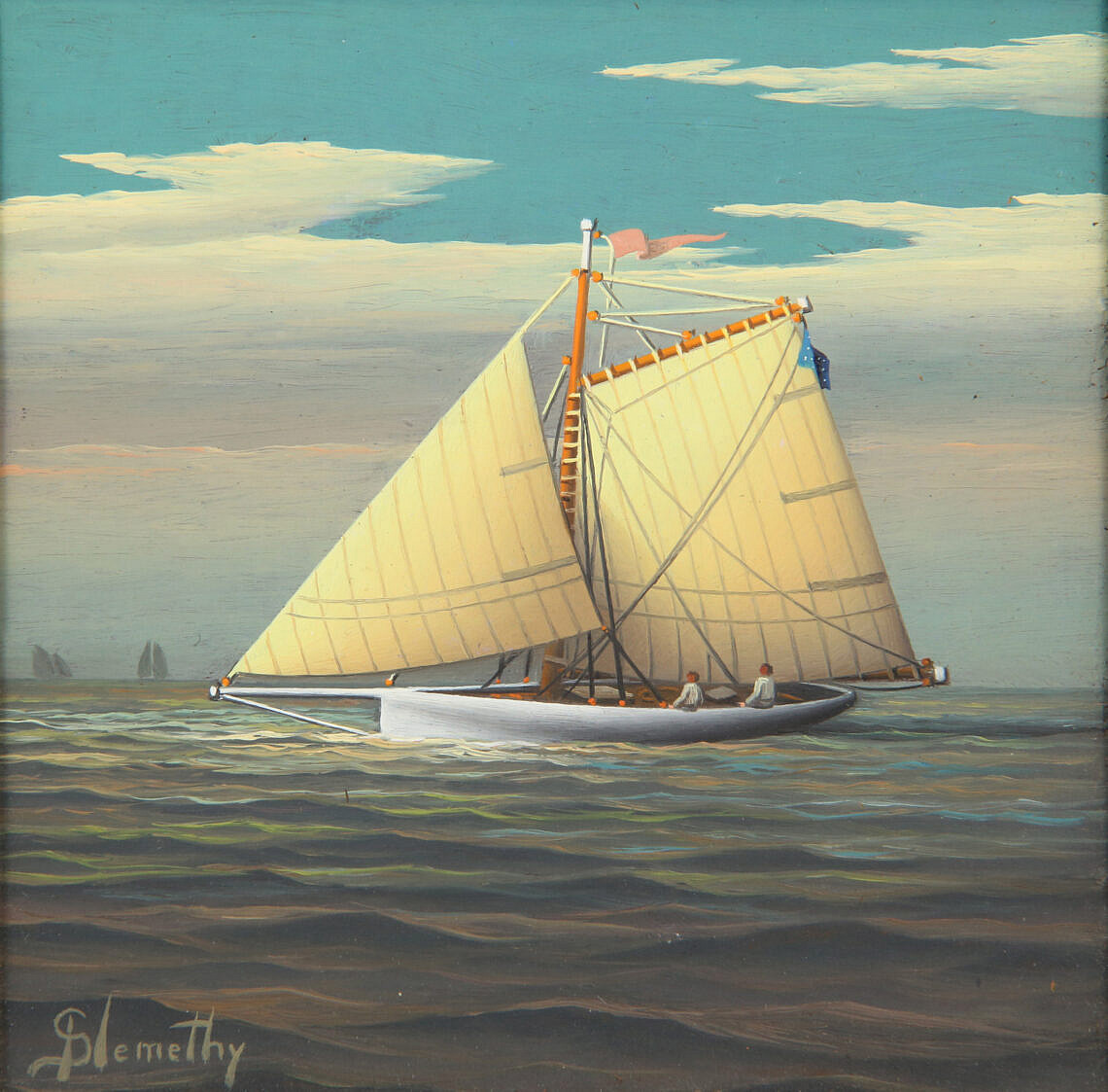 Albert S. Nemethy "Gaff-Rigged Sailboat Under Friendly Skies" - Albert ...