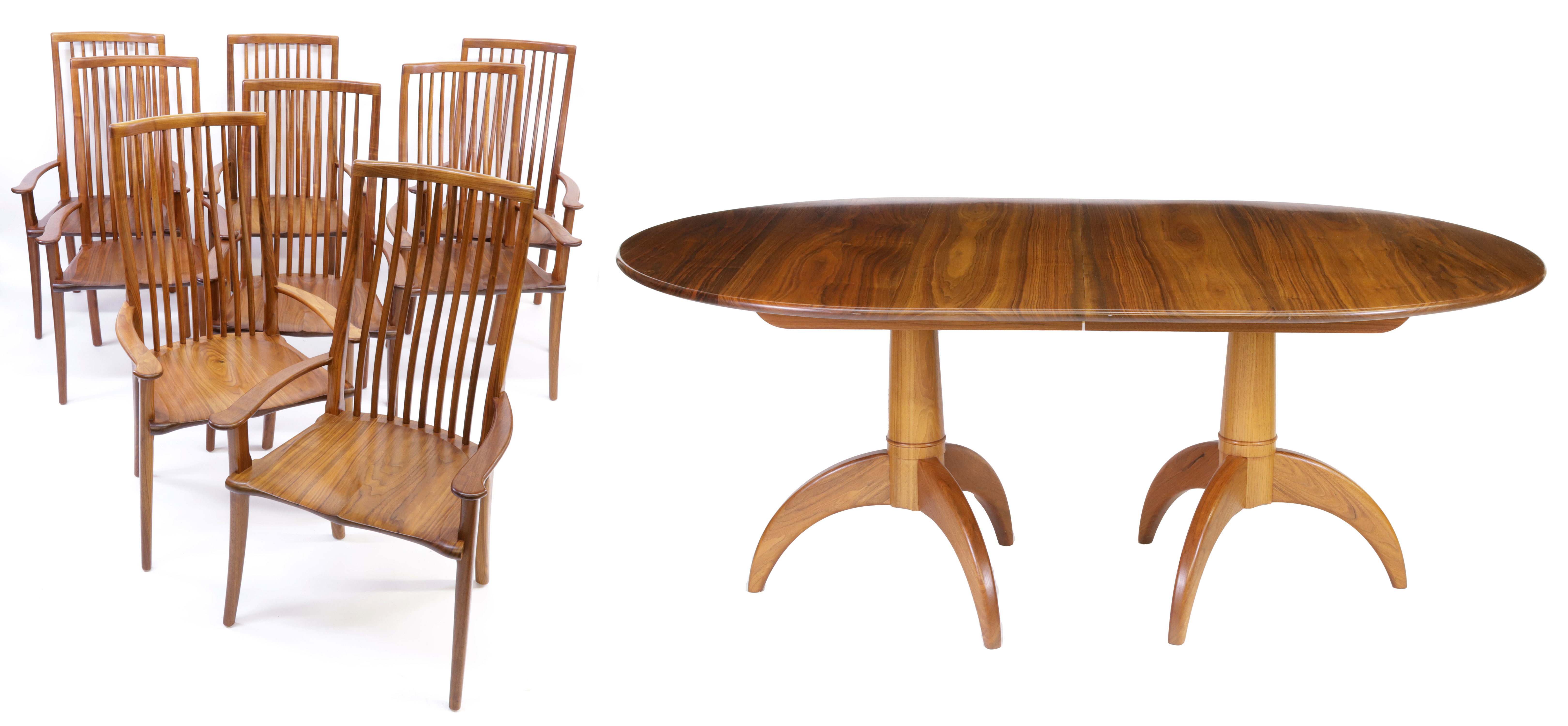 Stephen Swift Figured Mahogany Double Pedestal Dining Table with Two ...