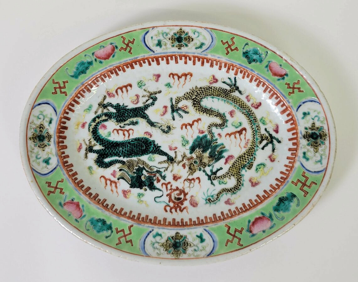 19th Century Chinese Export Porcelain Famille Verte Dragon Platter ...