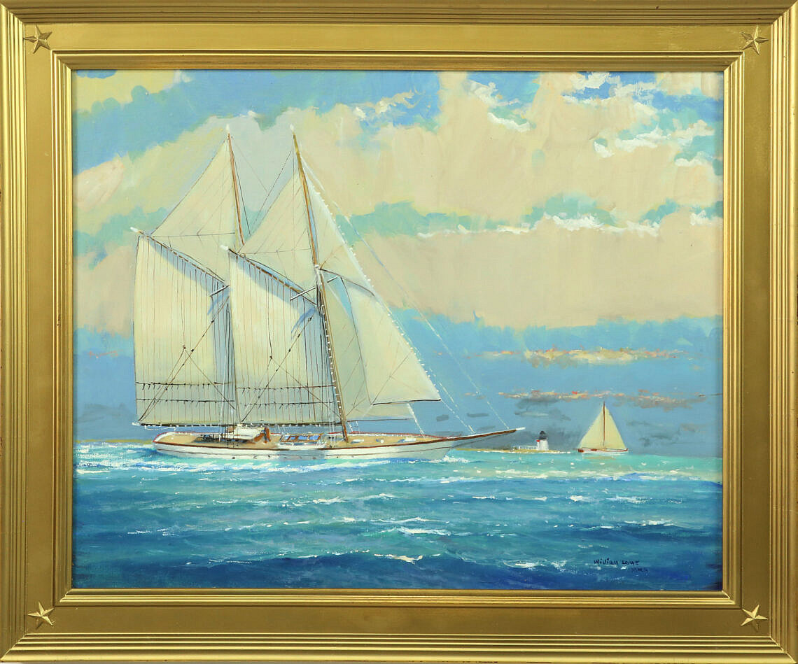 William Lowe Oil on Linen "Day Sailing Nantucket" - William Lowe Oil on ...