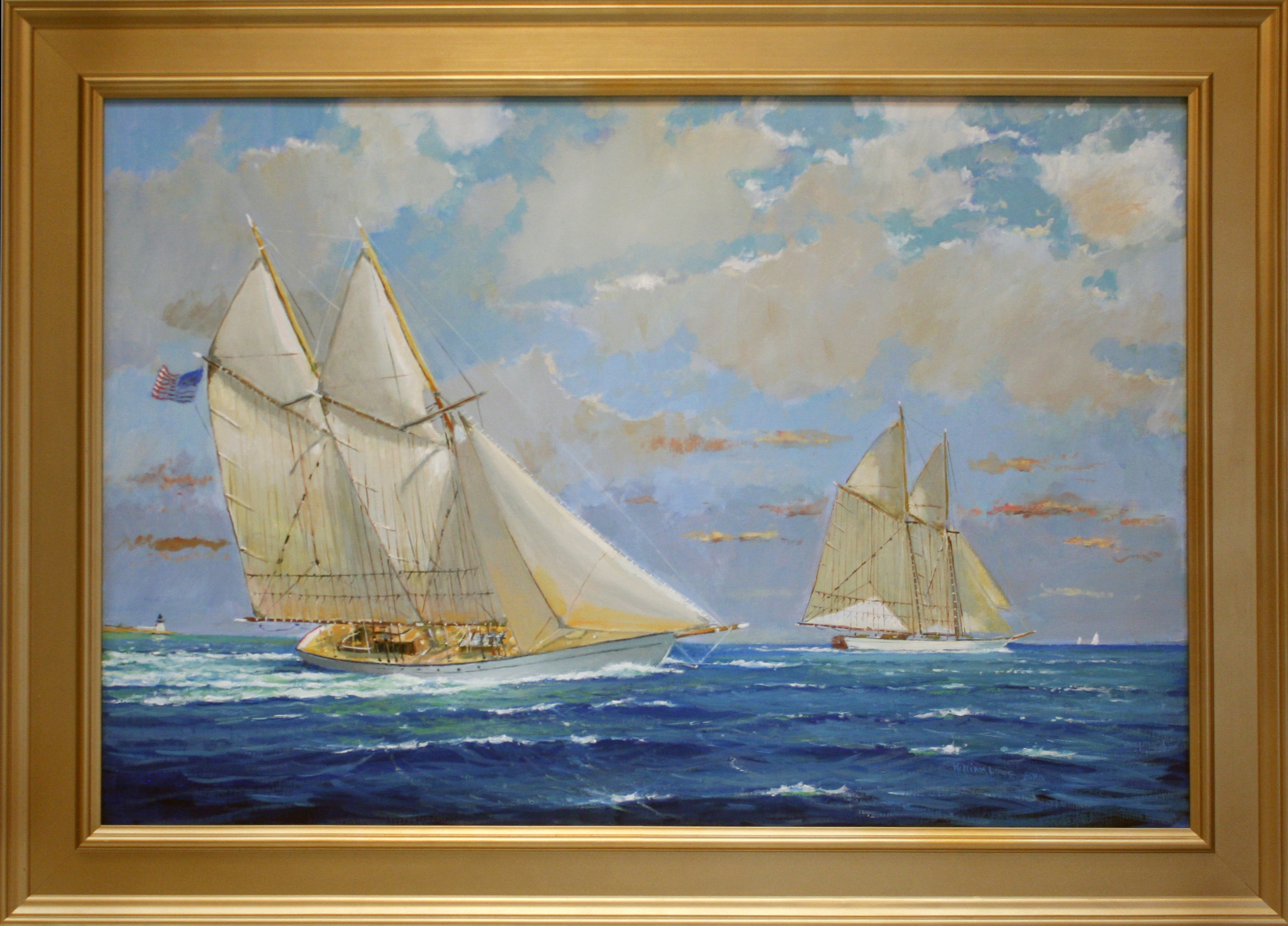 William Lowe (American b. 1940) Oil on Canvas "Great Sailing Day ...